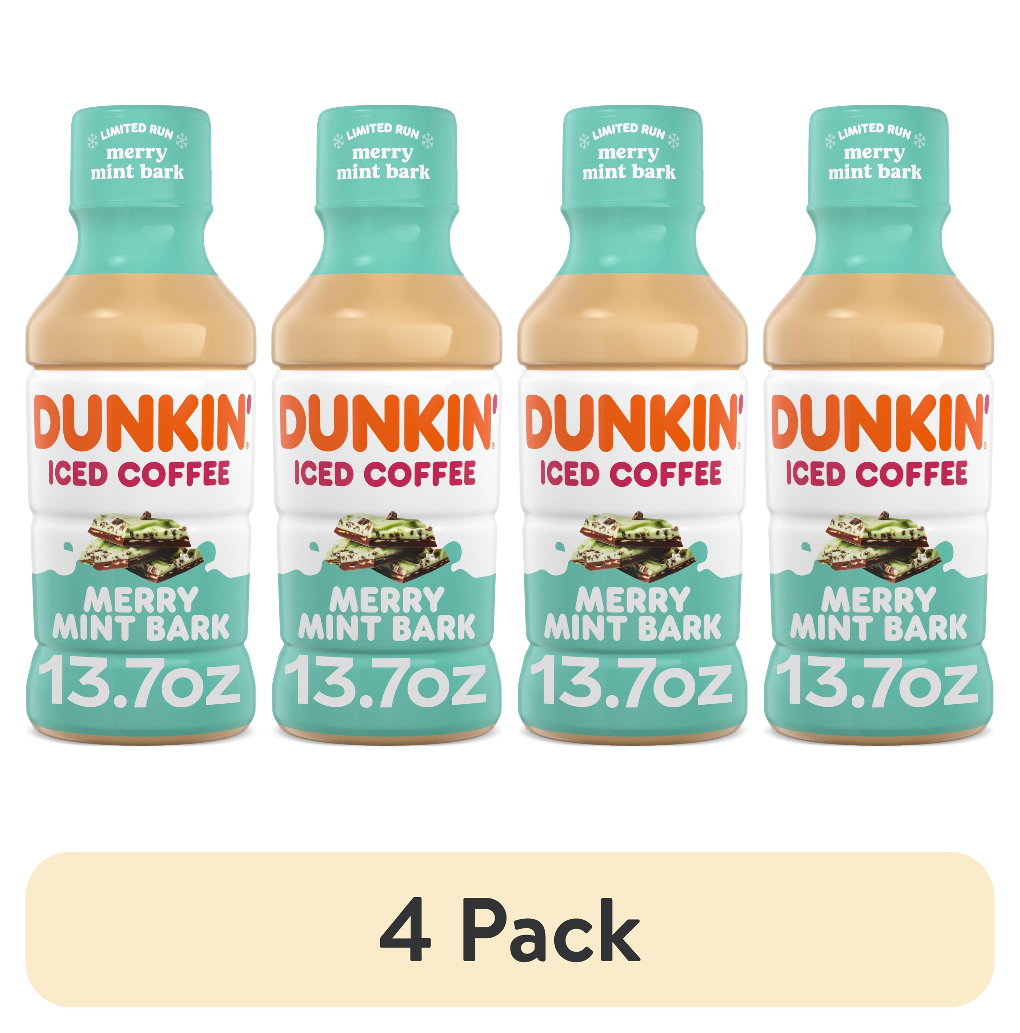 (4 pack) Dunkin' Merry Mint Bark Iced Coffee Single Bottle, 13.7 fl oz ...
