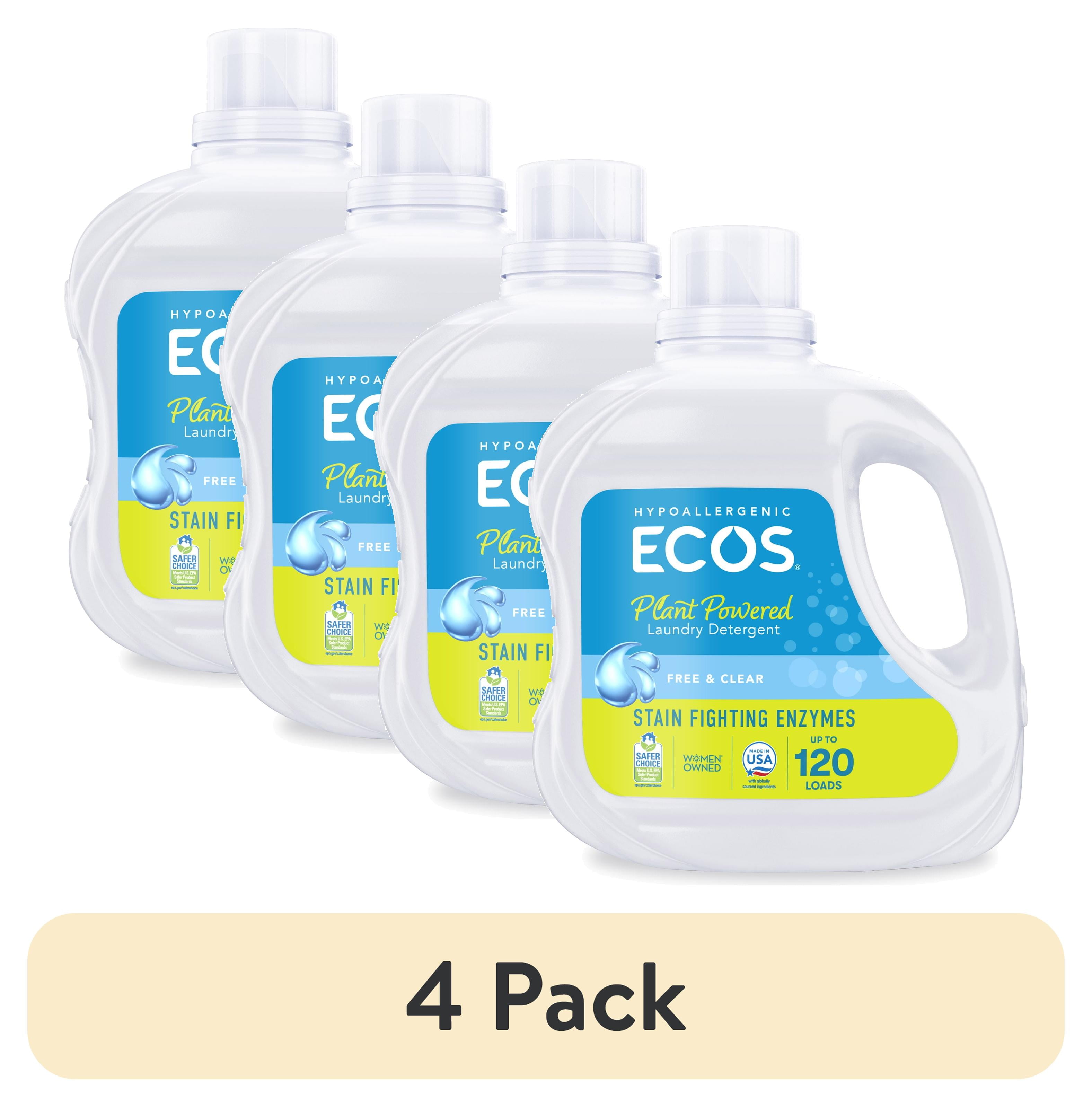 (4 pack) ECOS Plus Liquid Laundry Detergent with Stain-Fighting Enzymes ...
