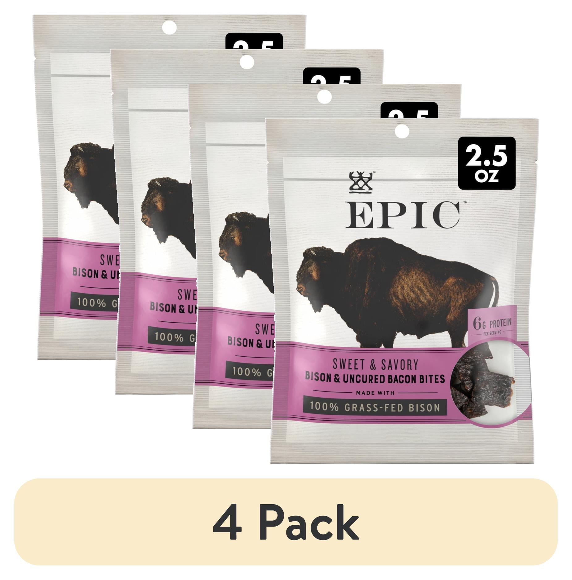 (4 pack) EPIC Bison Bacon Protein Bites, Whole30, 2.5oz - Walmart.com