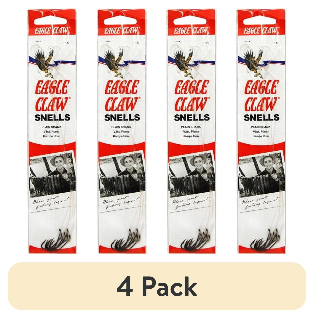 Eagle Claw 4 Pack Size 6 Plain Shank Snell Fish Hooks for Freshwater ...