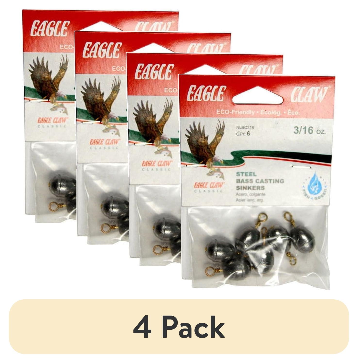 (4 pack) Eagle Claw Bass Casting Removable Split Shot Weight, Steel ...