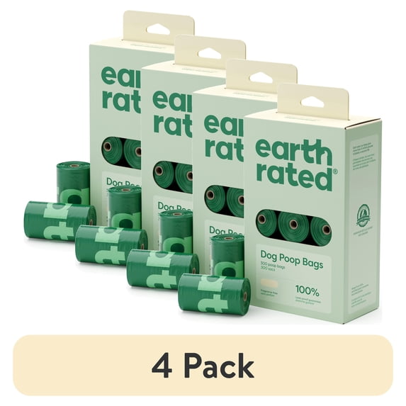 (4 pack) Earth Rated Unscented Leak-Proof Dog Poop Bags, 300 Count on ...
