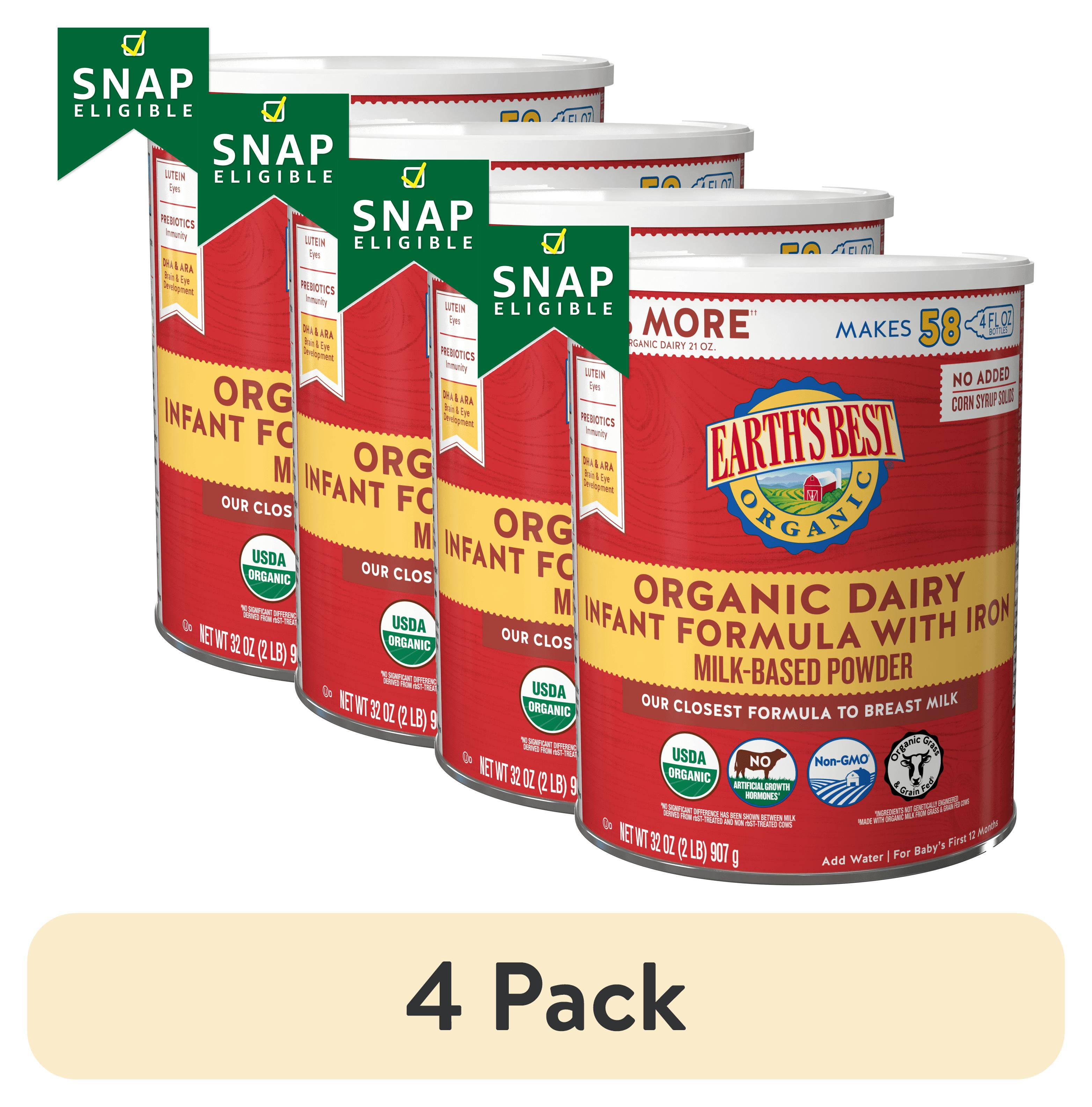 (4 pack) Earth's Best Organic Dairy Powder Baby Formula with Iron DHA ...
