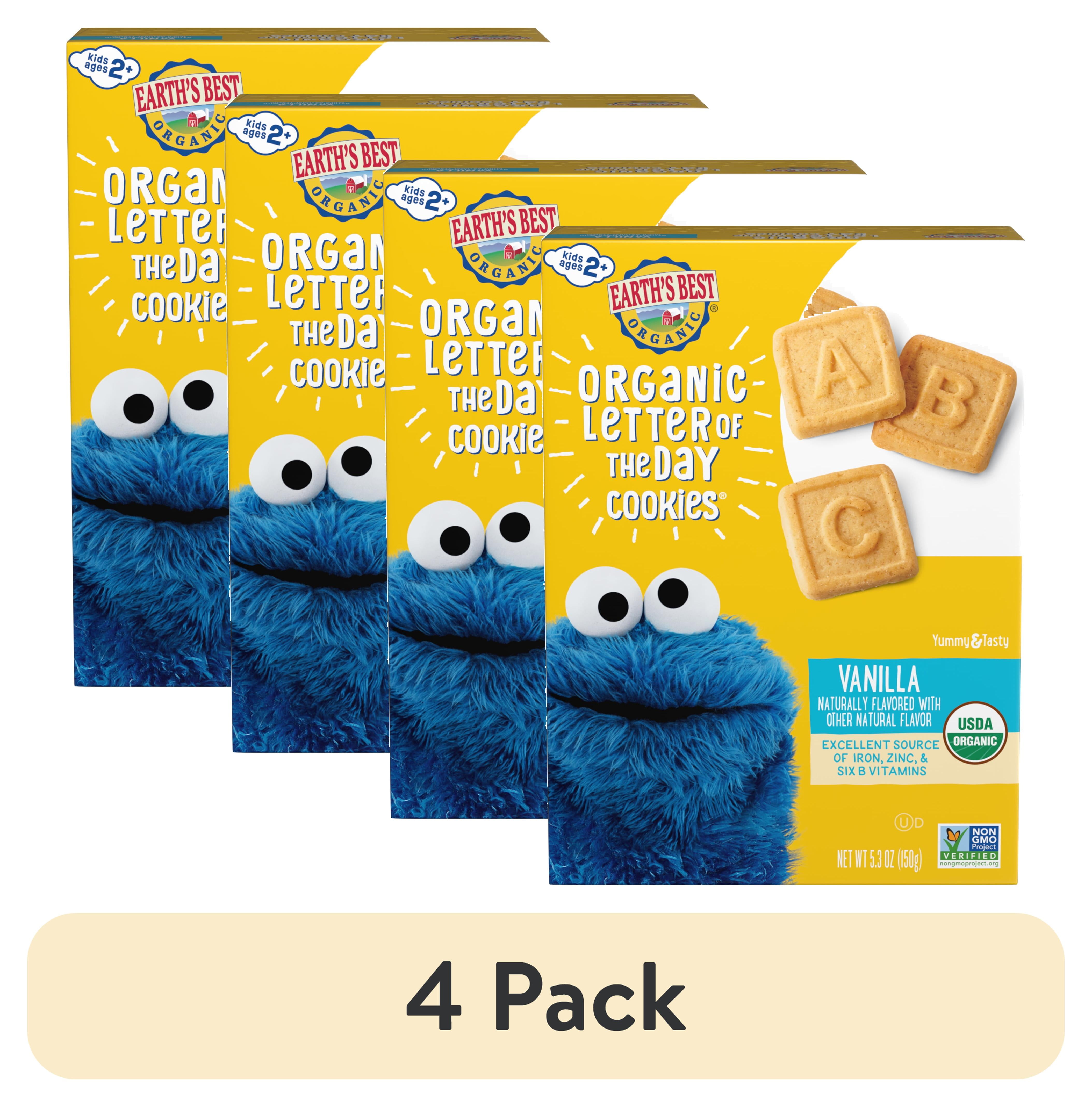 (4 pack) Earth's Best Organic Letter of the Day Toddler Snack Vanilla ...
