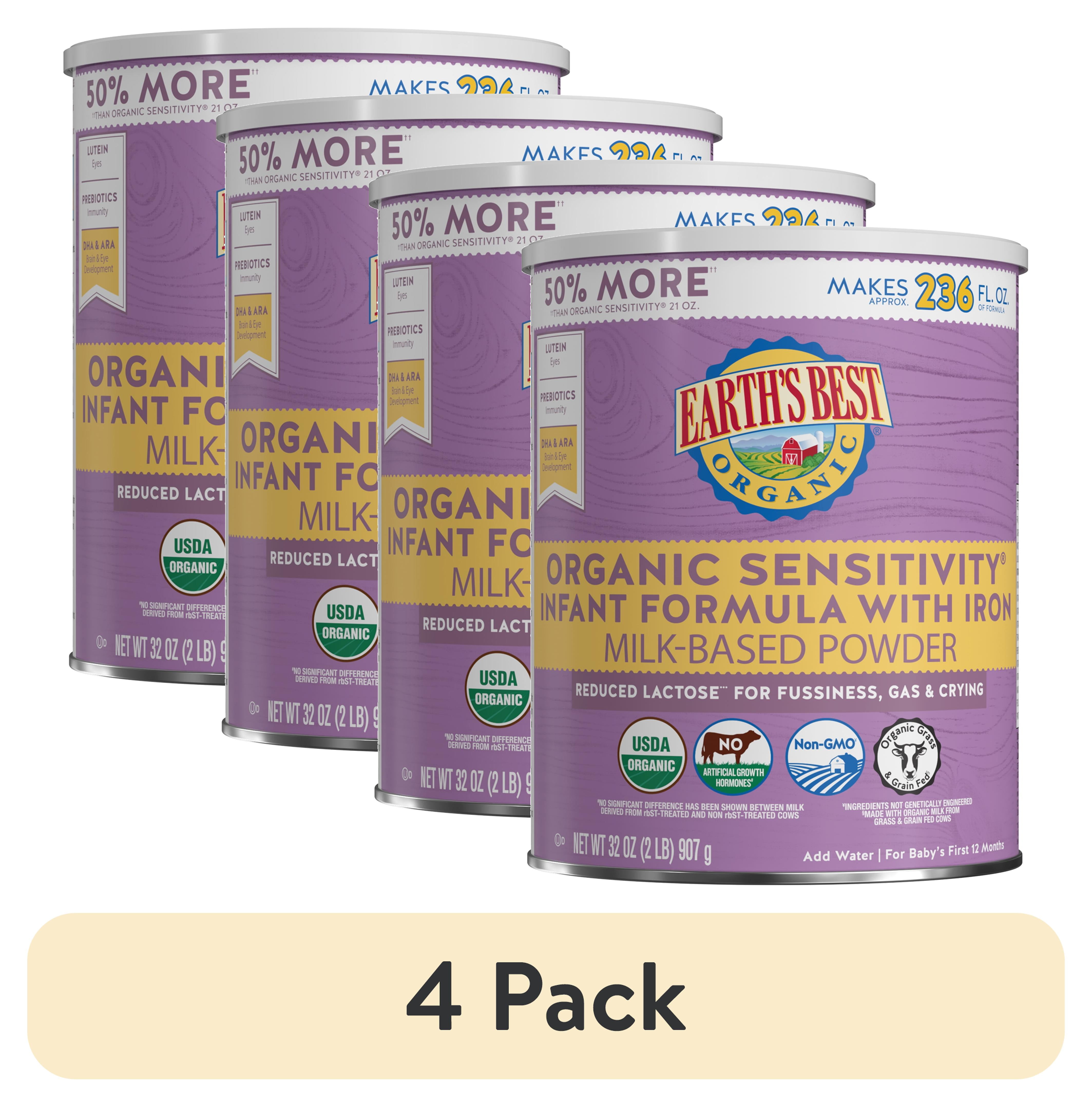 (4 pack) Earth's Best Organic Sensitivity Powder Baby Formula with Iron ...