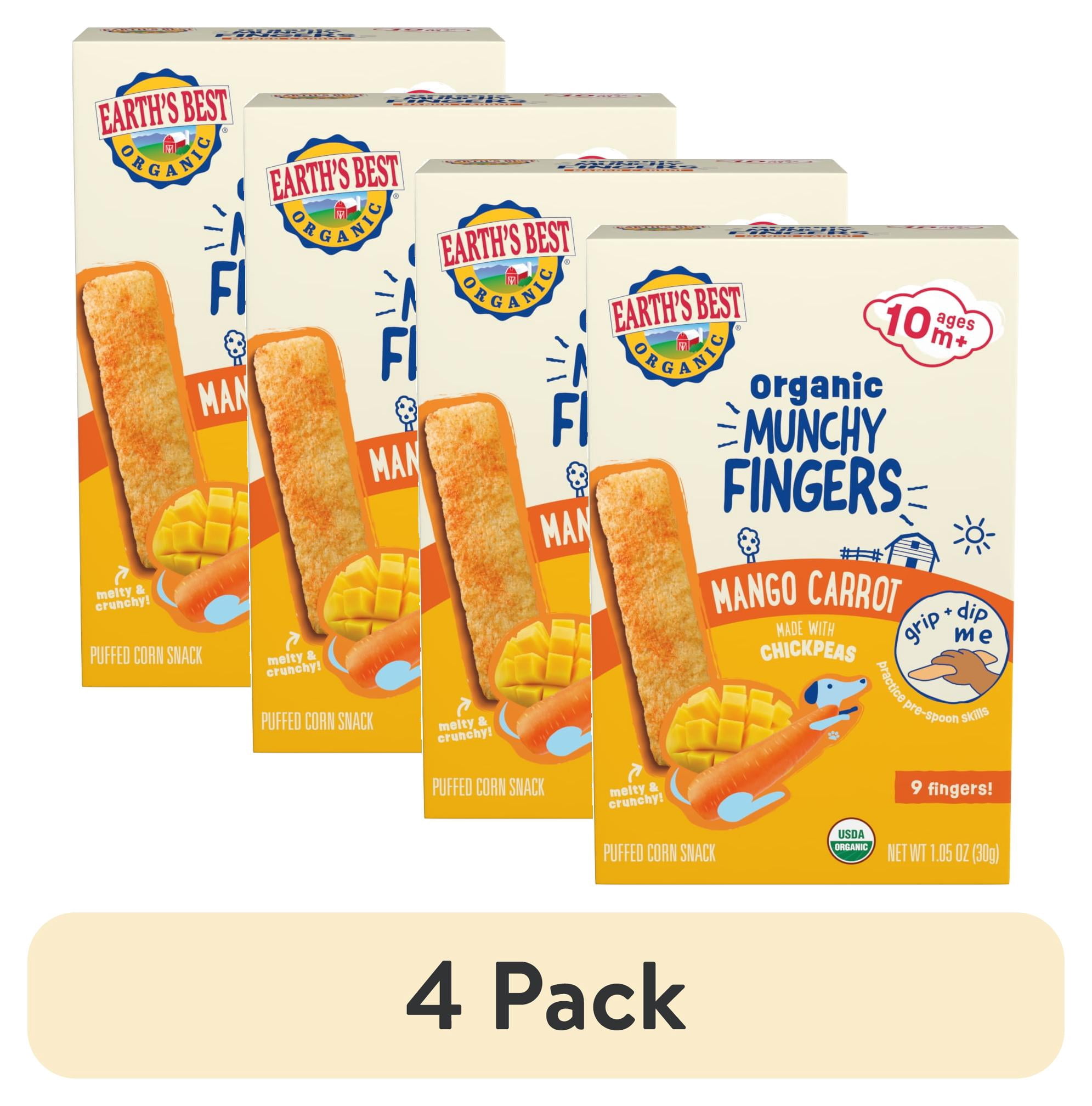 (4 pack) Earth's Best Organic Stage 3 Munchy Fingers Mango Carrot Baby ...