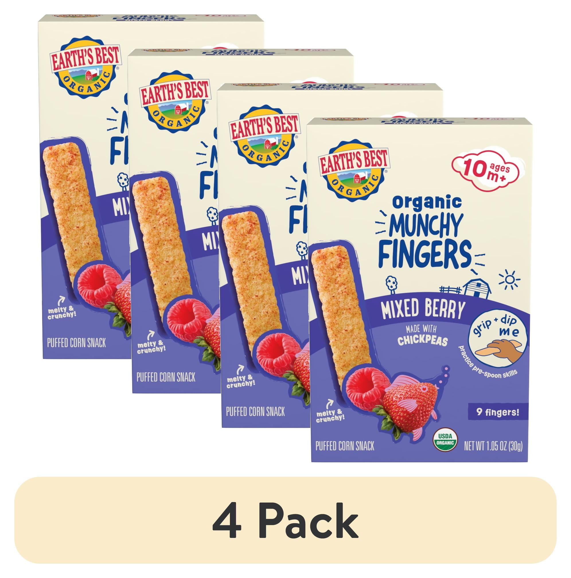 (4 pack) Earth's Best Organic Stage 3 Munchy Fingers Mixed Berry Baby ...