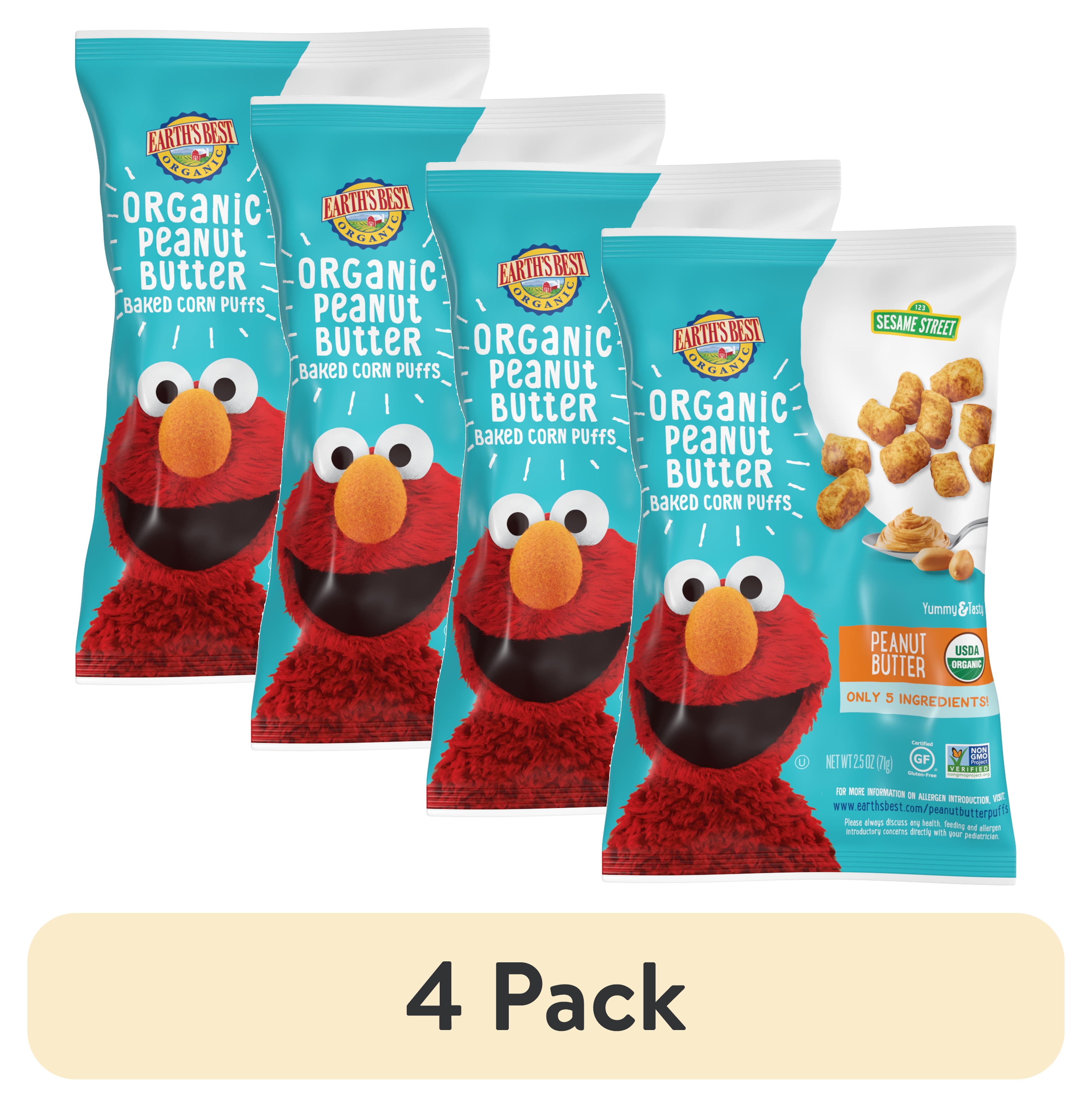 (4 pack) Earth's Best Organic Toddler Snacks, Peanut Butter Baked Corn ...