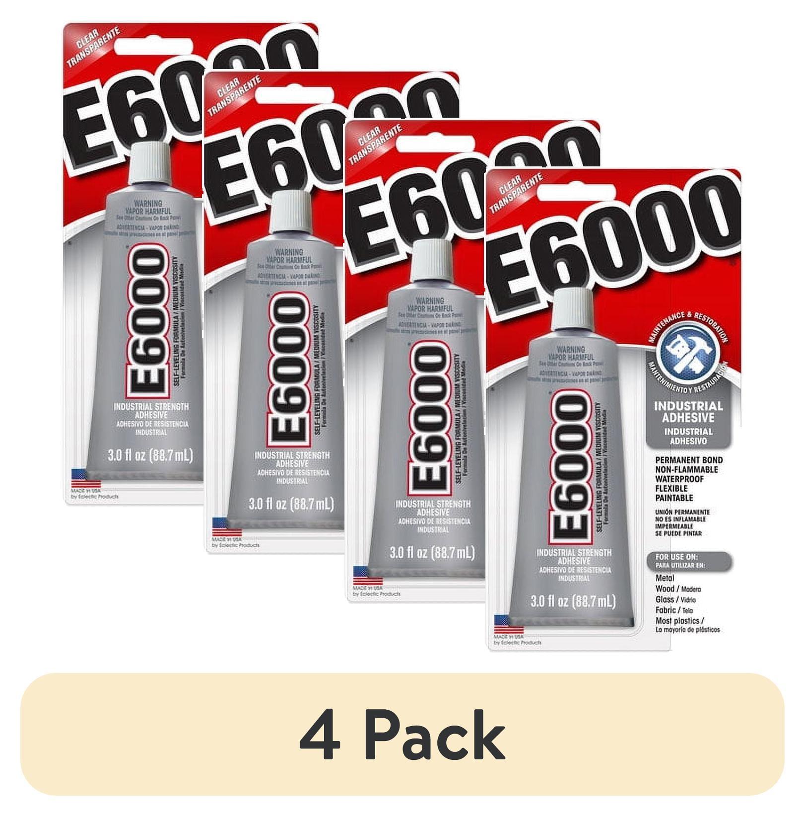 (4 pack) Eclectic E6000 Adhesive Glue, Industrial Strength, Clear, 3 fl ...