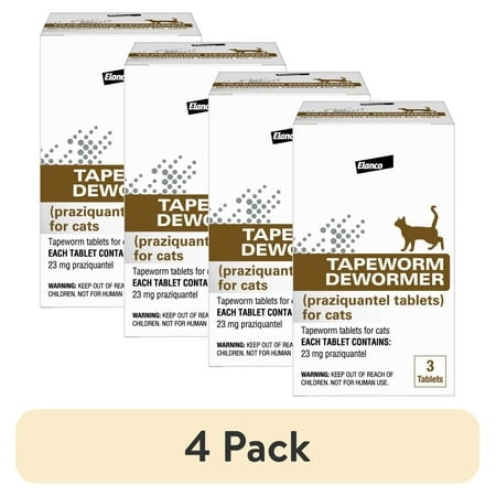 (4 pack) Elanco Tapeworm Removal Dewormer for Cats, 3 Tablets ...