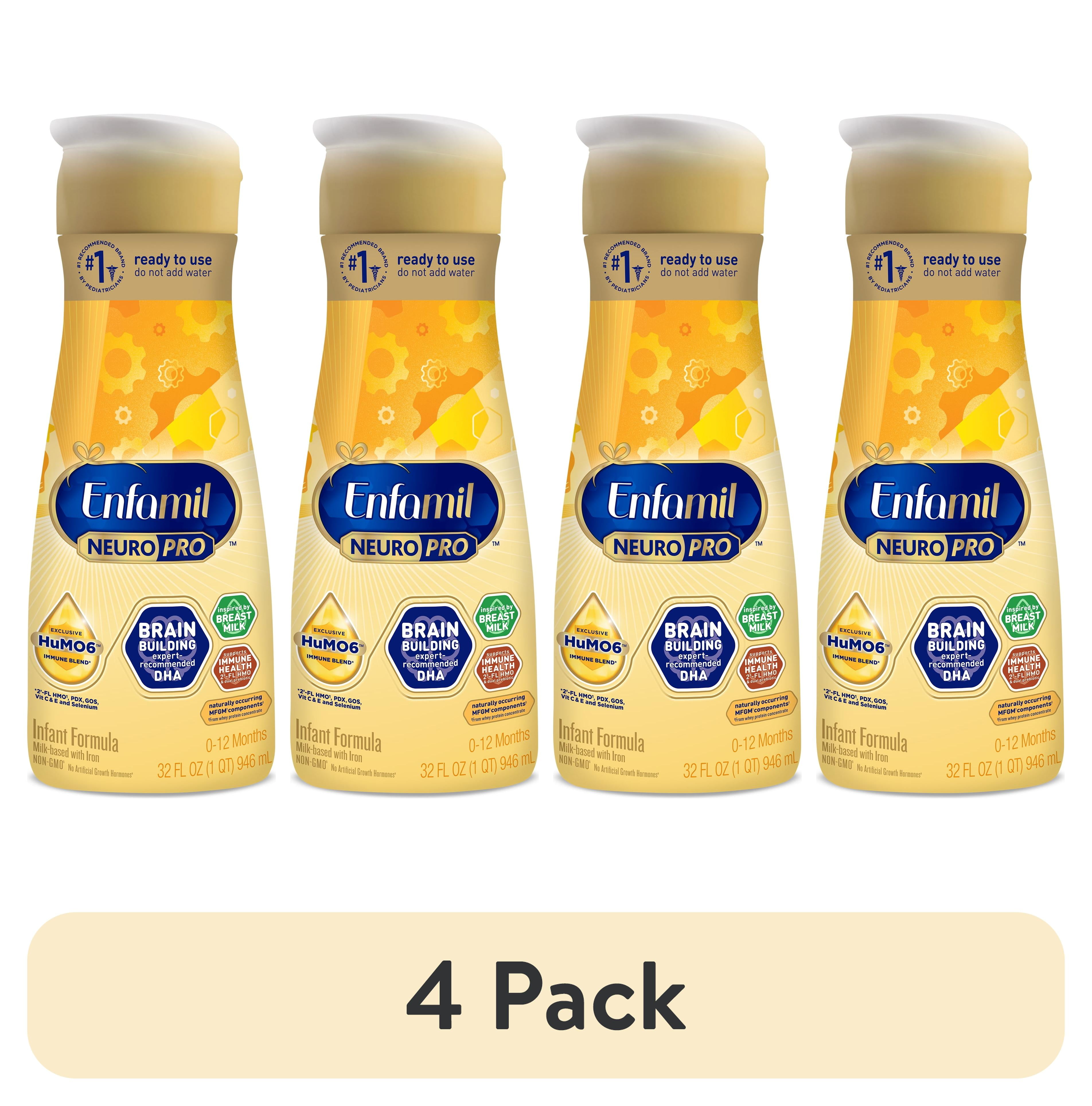 (4 pack) Enfamil NeuroPro Liquid Baby Formula, Brain Support, 32 fl oz ...
