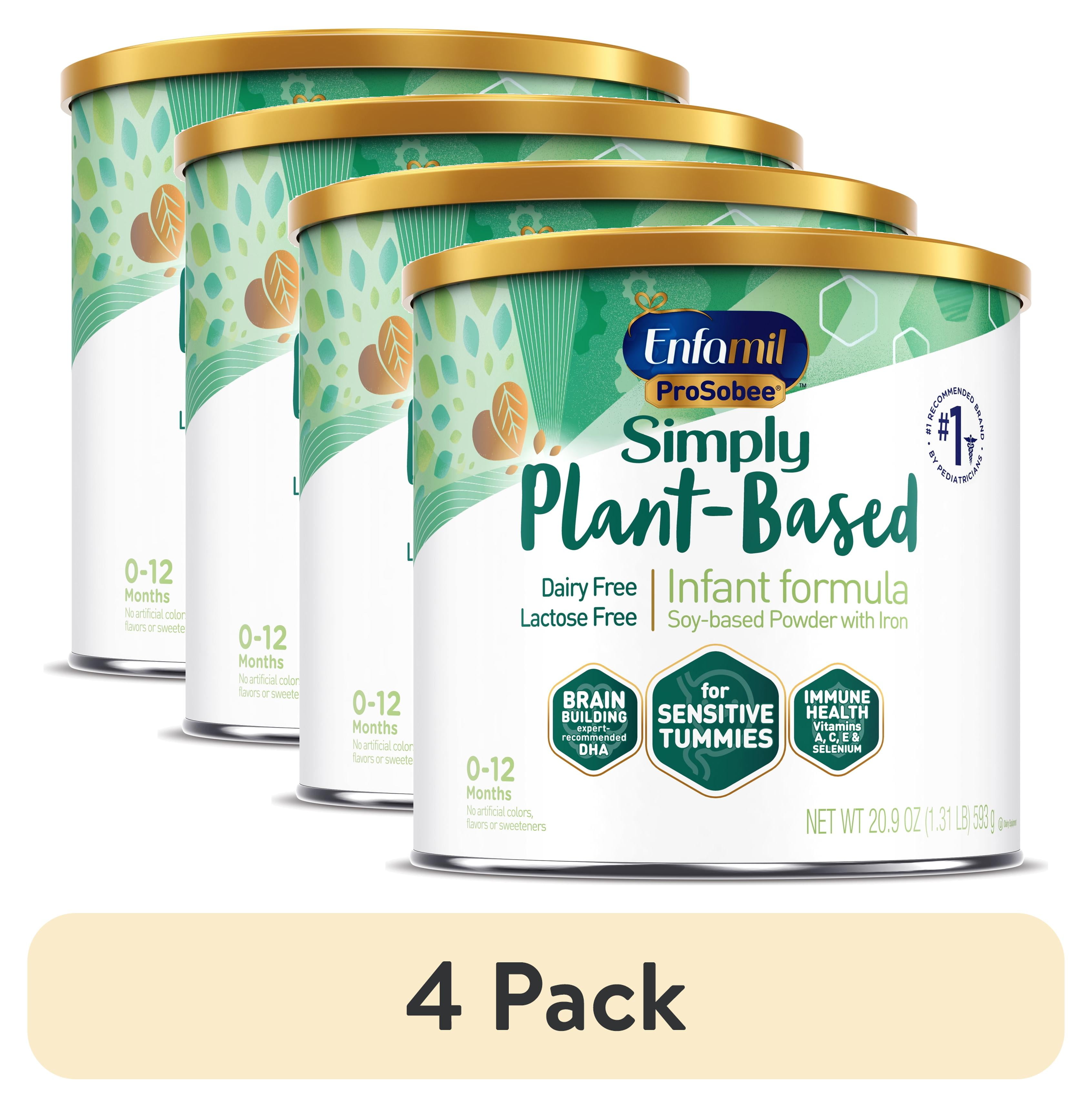 (4 pack) Enfamil ProSobee Plant-Based Powder Baby Formula, Dairy Free ...