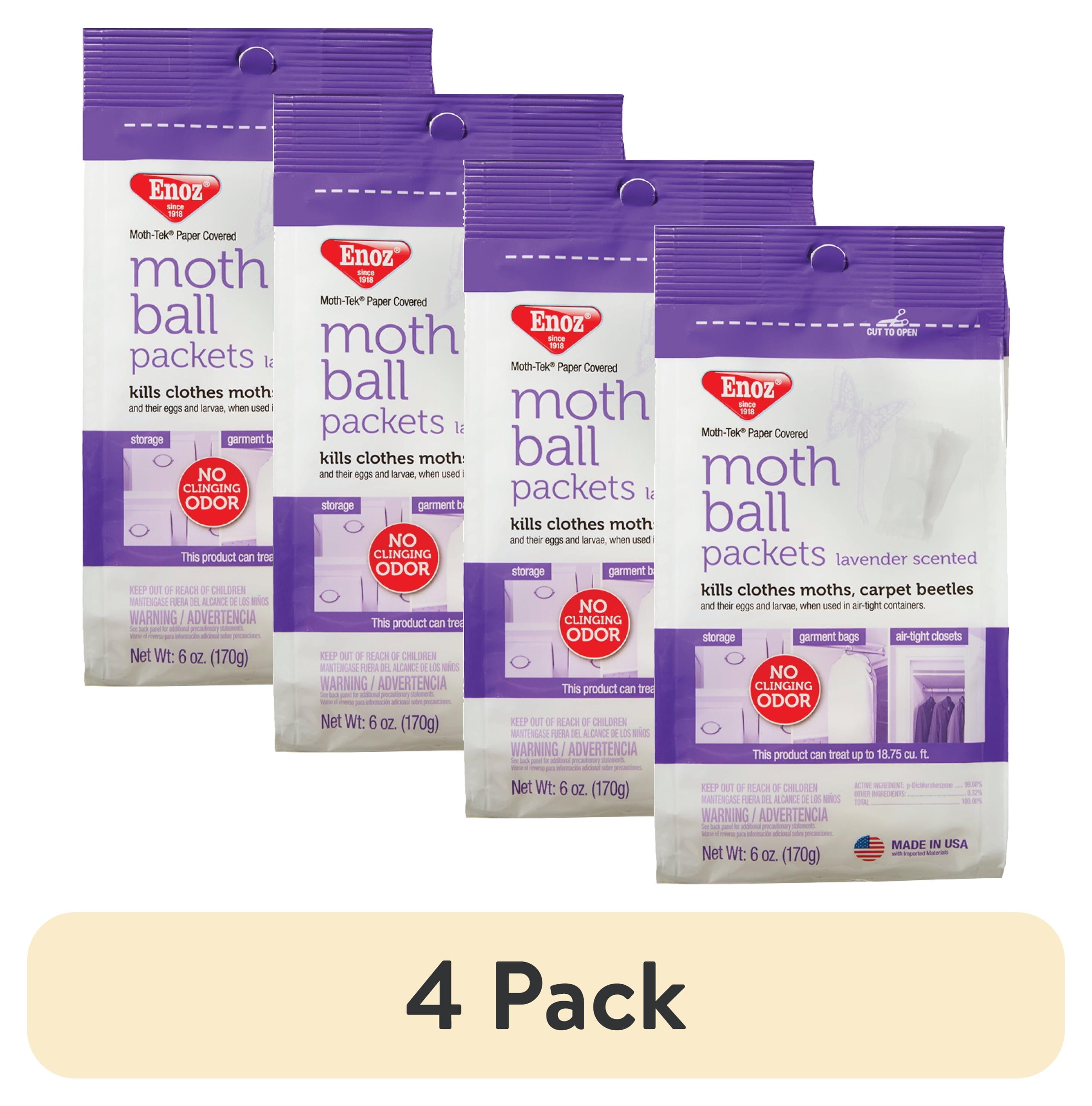 (4 pack) Enoz Lavender Scented Moth Ball Packets, Kills Clothes Moths ...