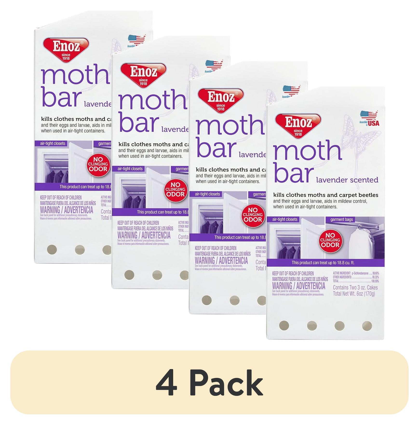 (4 pack) Enoz Lavender Scented Moth Bars, Moth Killer for Clothes Moths ...