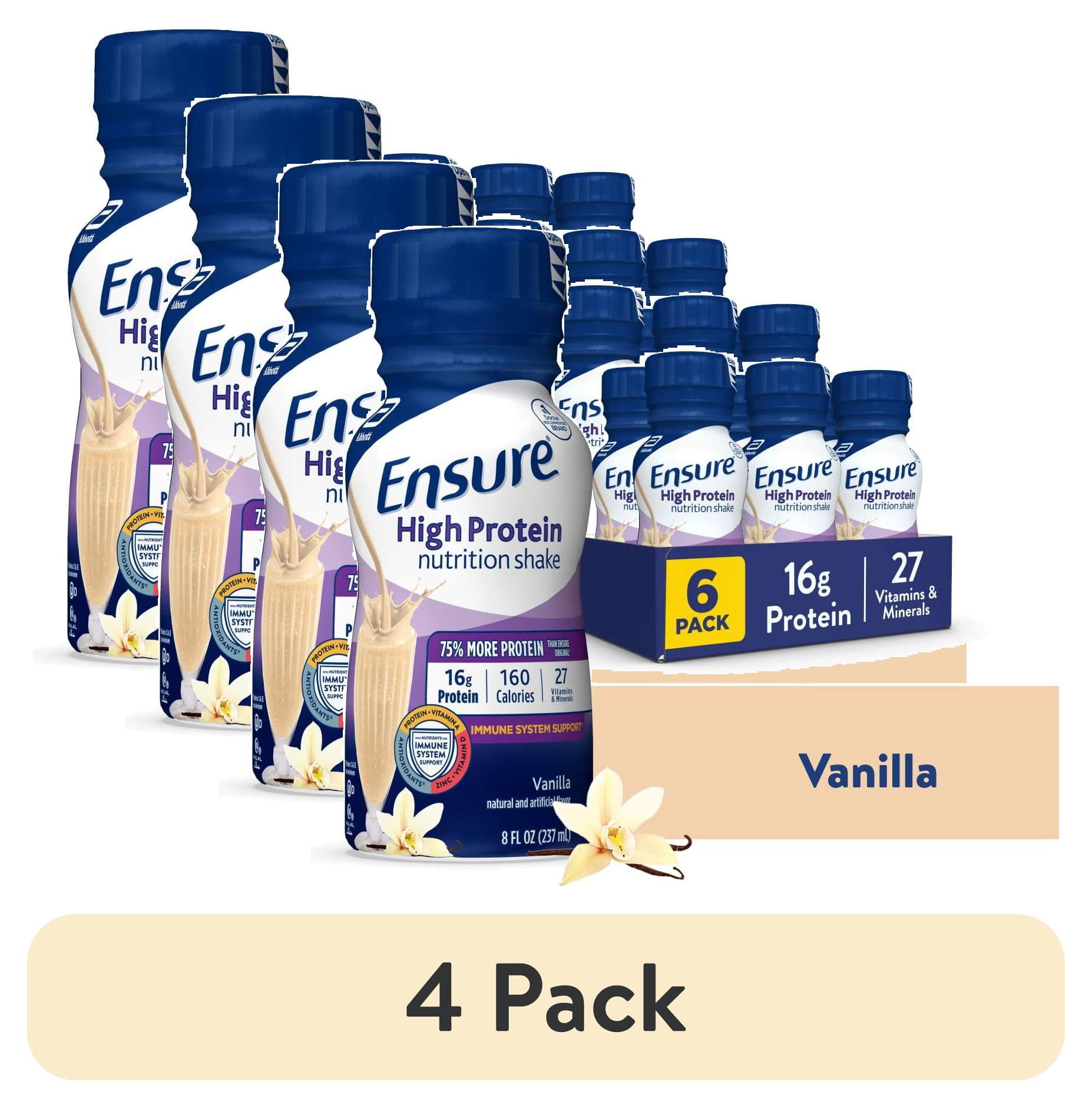 (4 pack) Ensure High Protein Nutrition Shake, Vanilla, 8 fl oz, 6 Count ...