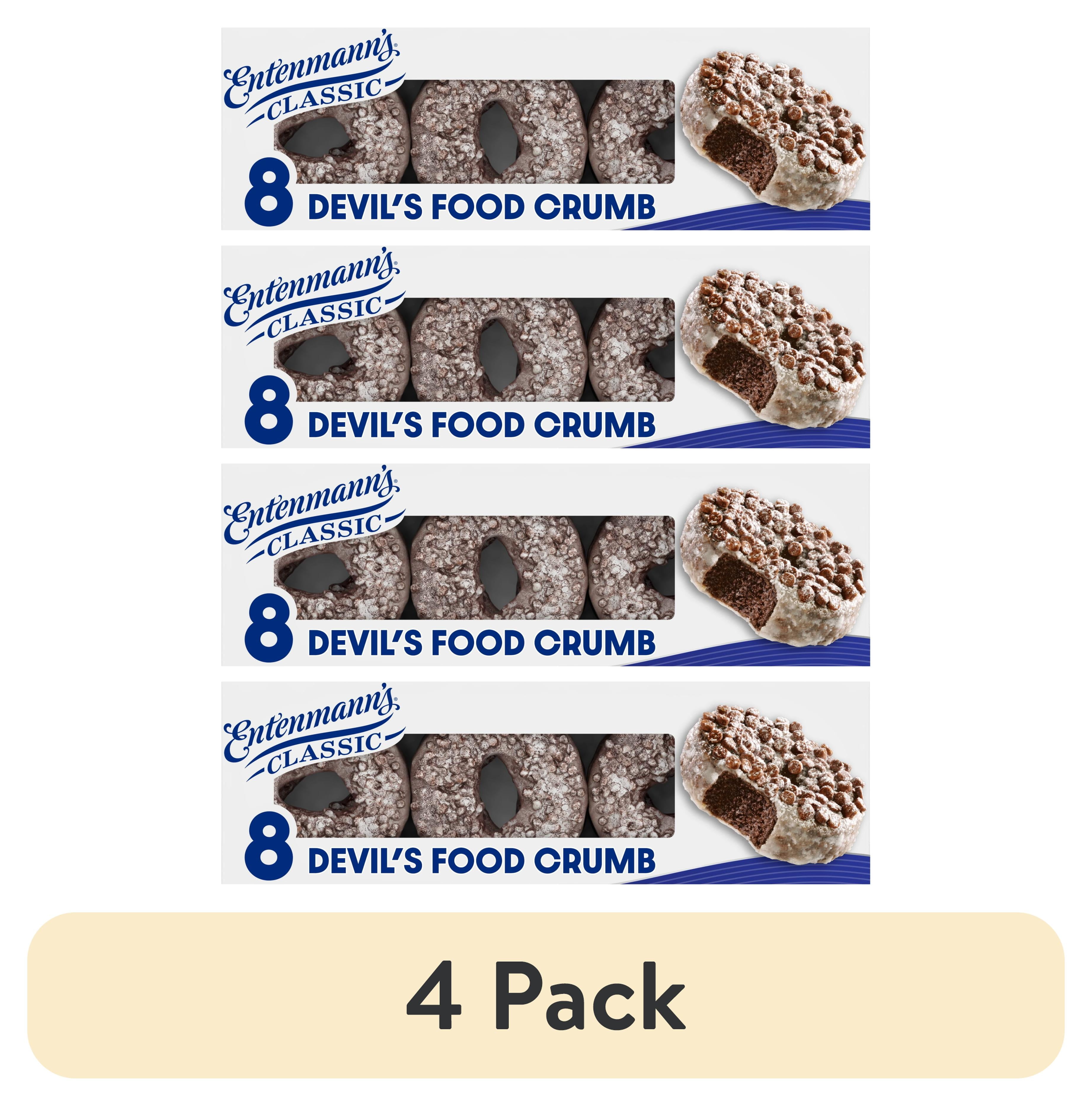 (4 pack) Entenmann's Devil's Food Crumb Donuts, 8 count, Chocolate Donuts, 16.5 oz Box - Walmart.com