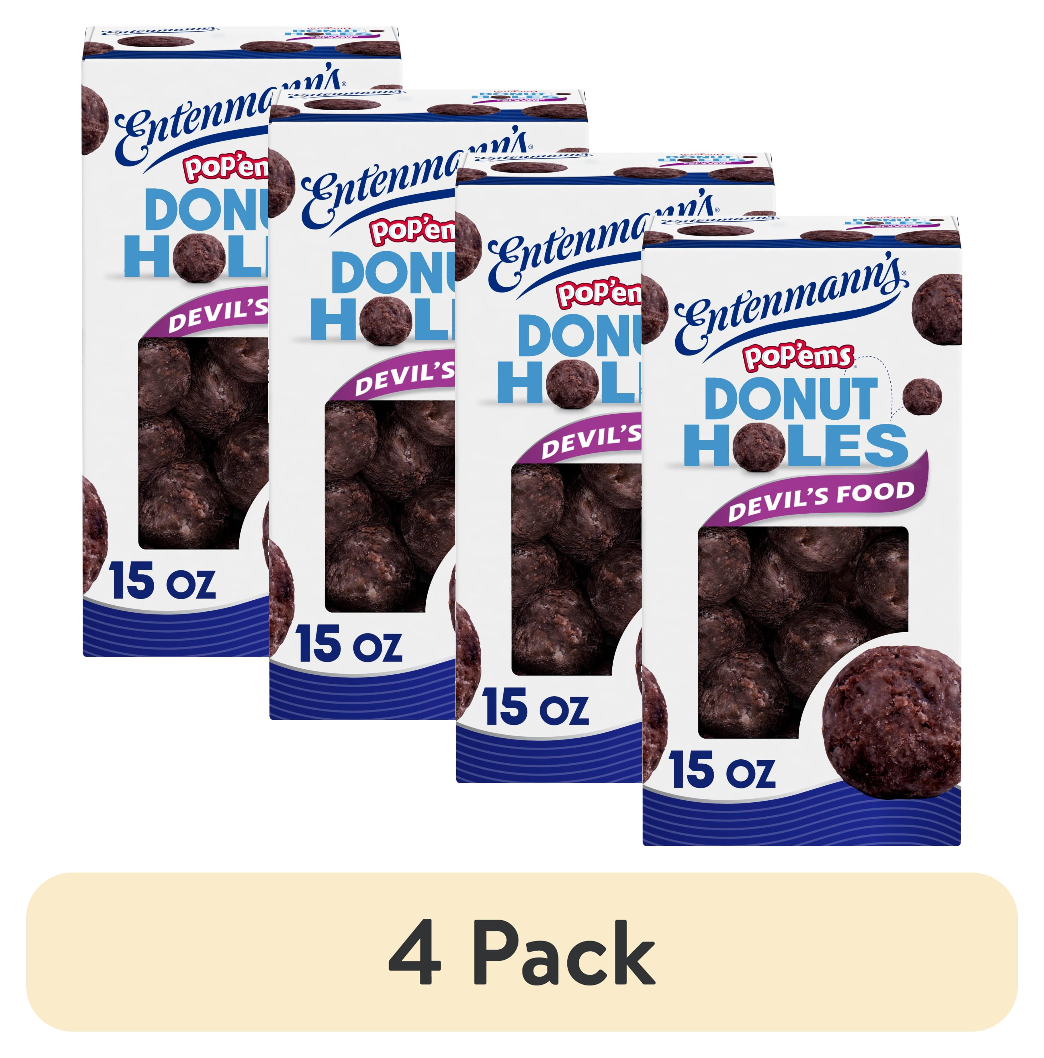 (4 pack) Entenmann's Pop'ems Devil's Food Glazed Donut Holes, 15 oz, Chocolate Donuts, Box ...