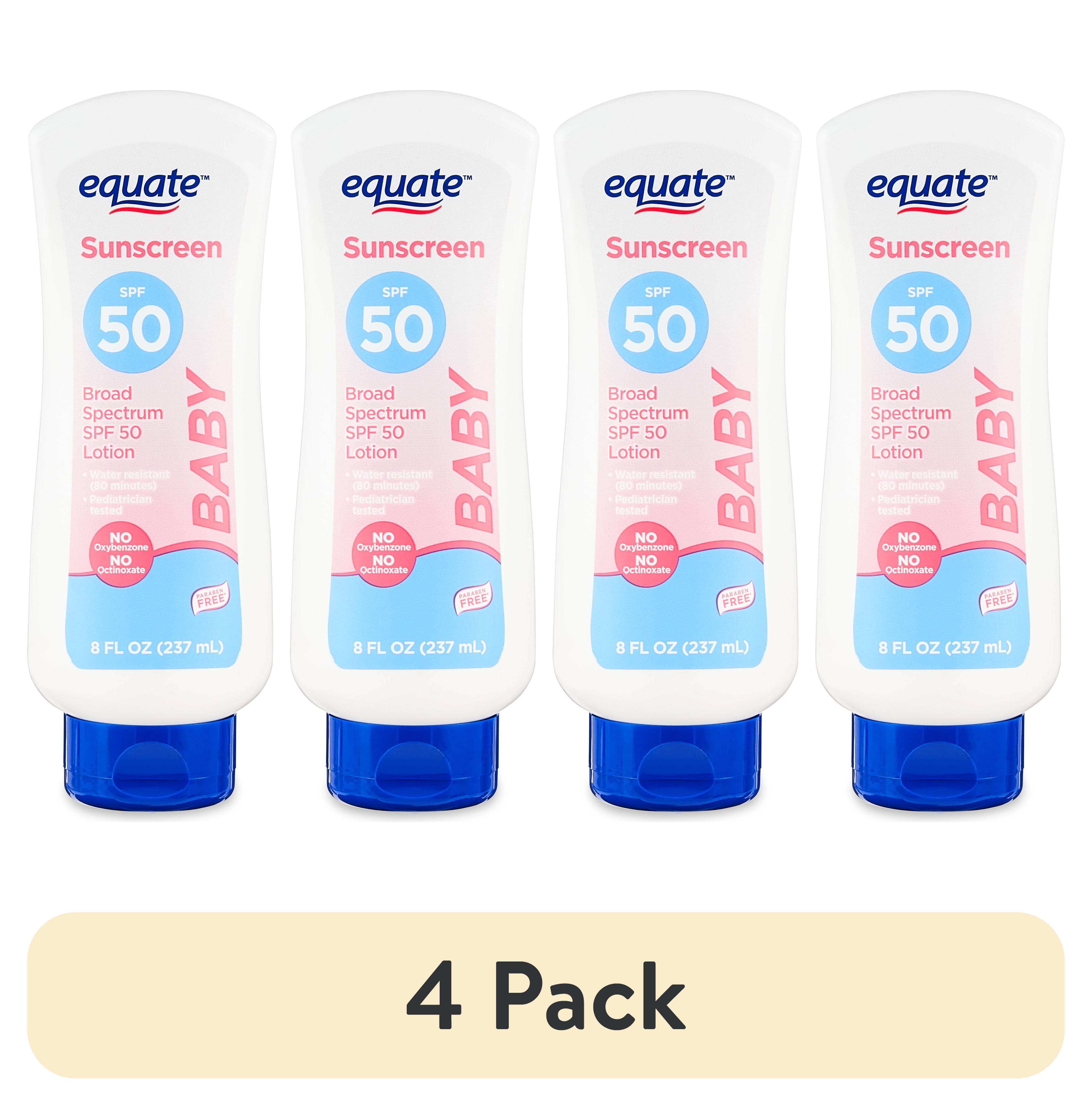 (4 pack) Equate Baby Broad Spectrum Sunscreen Lotion, SPF 50, 8 fl oz ...