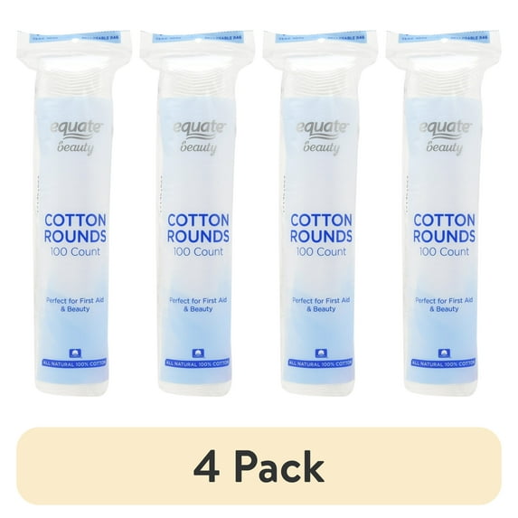 (4 pack) Equate Cotton Rounds, 100 Count - Walmart.com