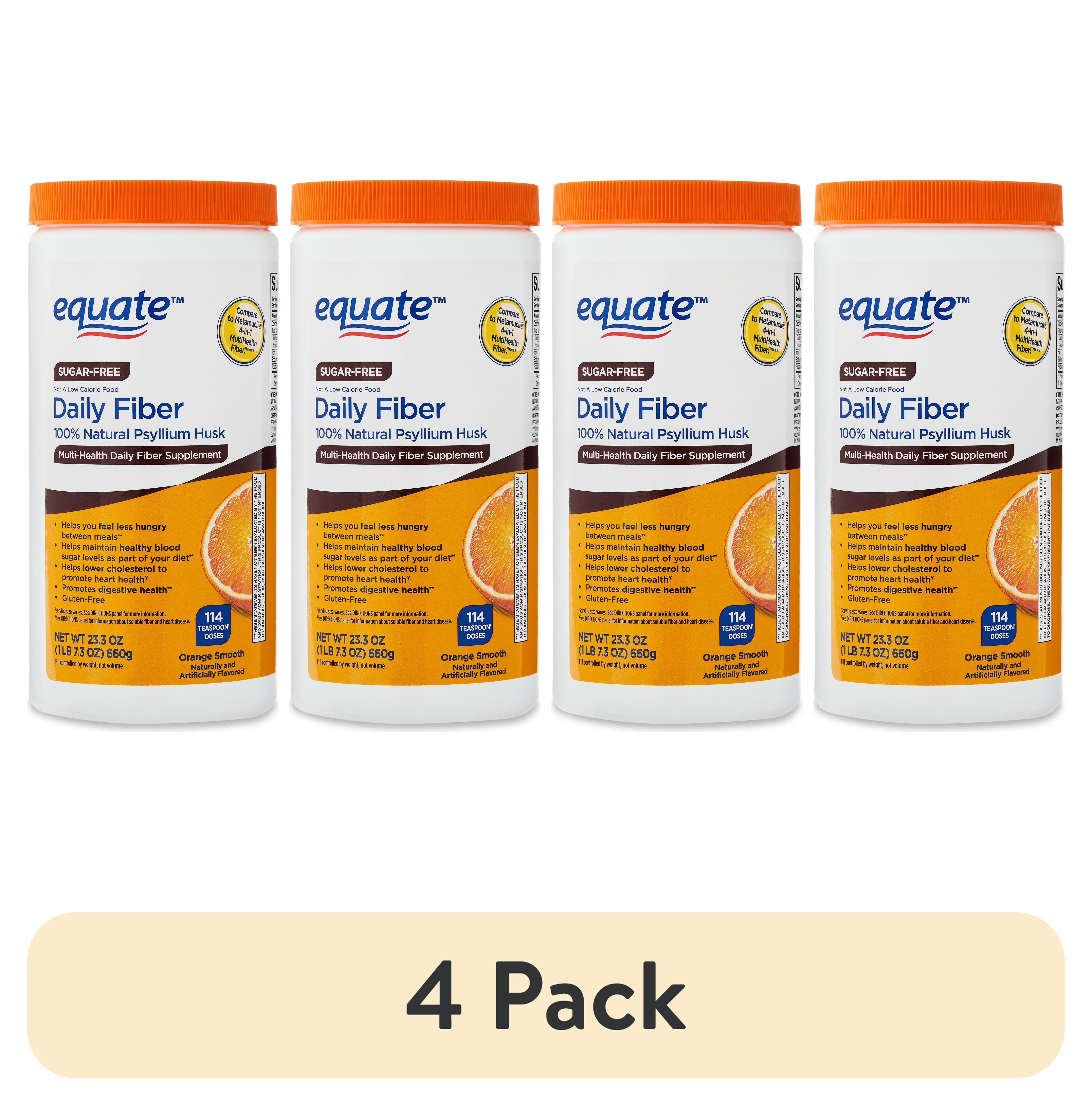 (4 pack) Equate Sugar Free Daily Fiber Supplement Psyllium Husk Fiber ...