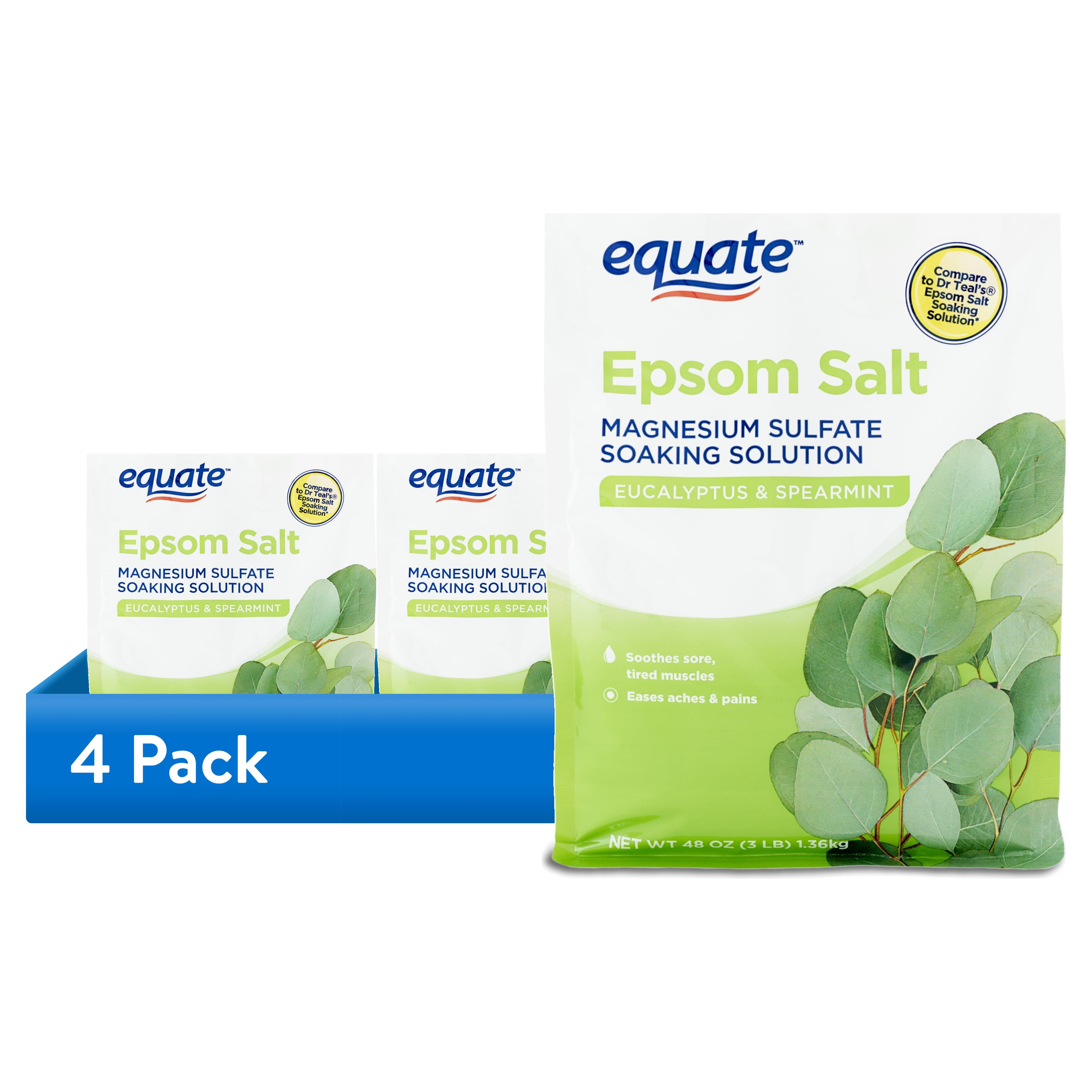 (4 pack) Equate Epsom Salt Bath Soak, Eucalyptus & Spearmint, 3 lb ...