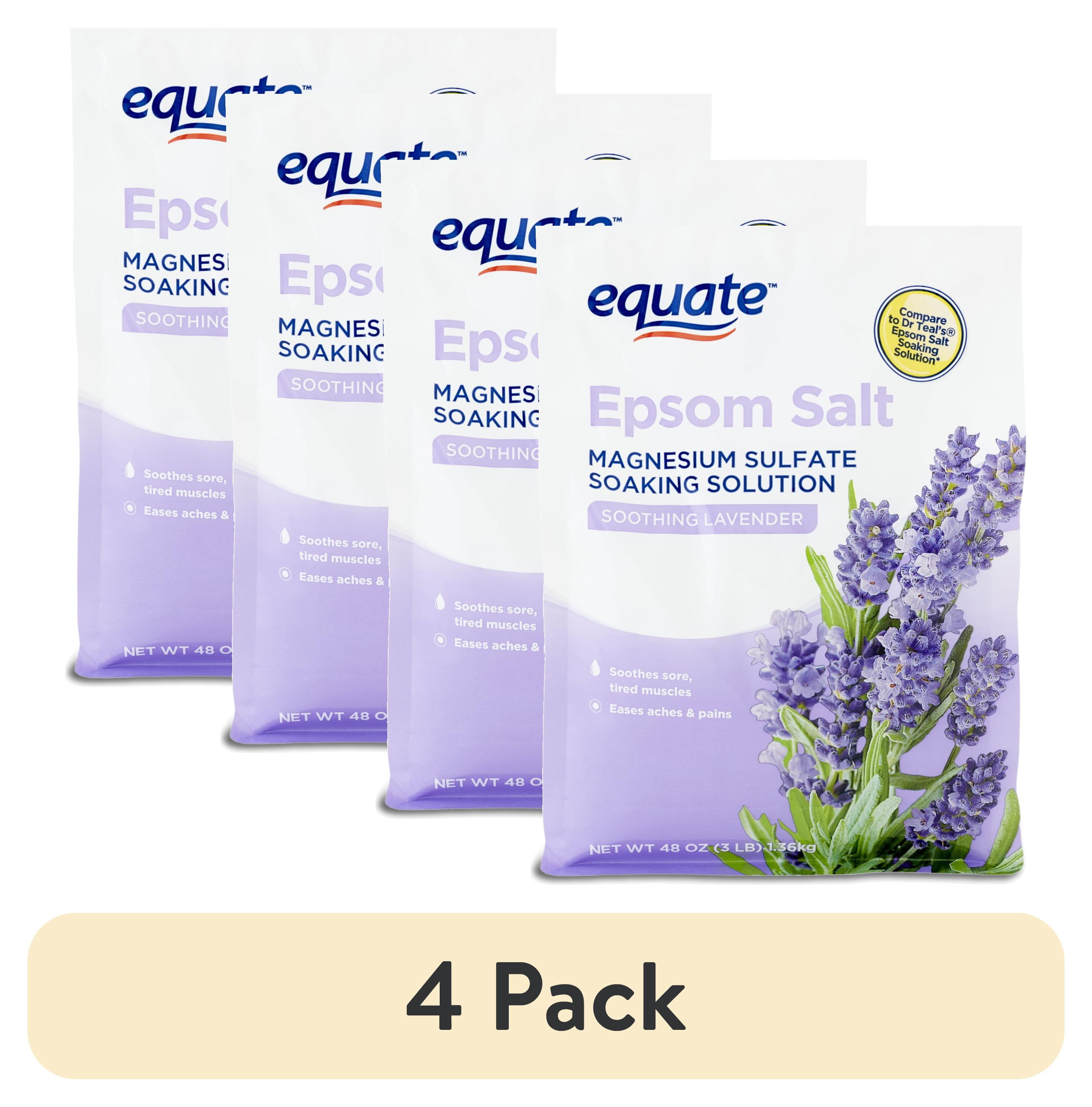 (4 pack) Equate Epsom Salt Bath Soak, Lavender, 3 lb, Calming ...