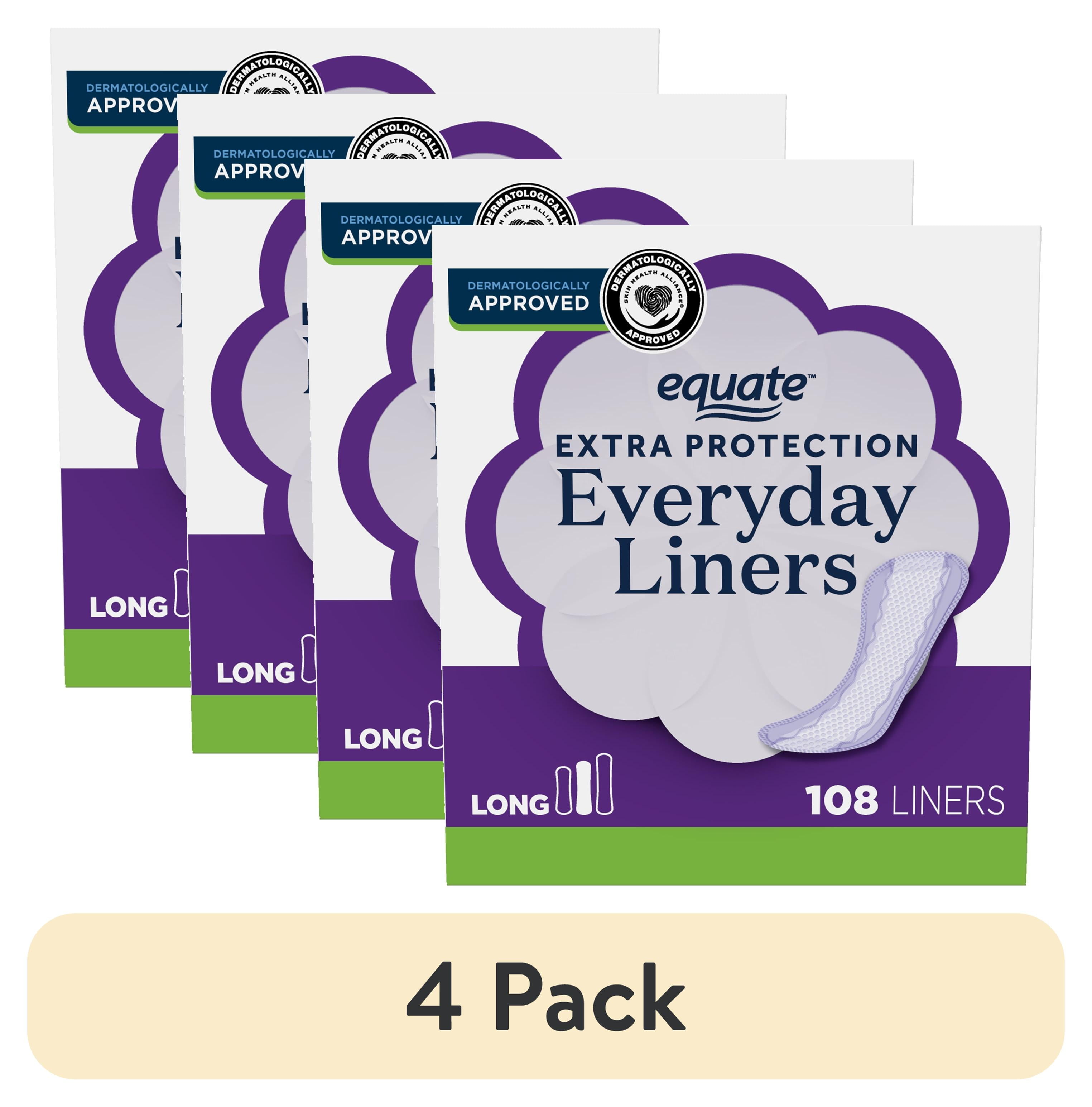 (4 pack) Equate Extra Protection Everyday Liners, Size Long (108 Count) - Walmart.com