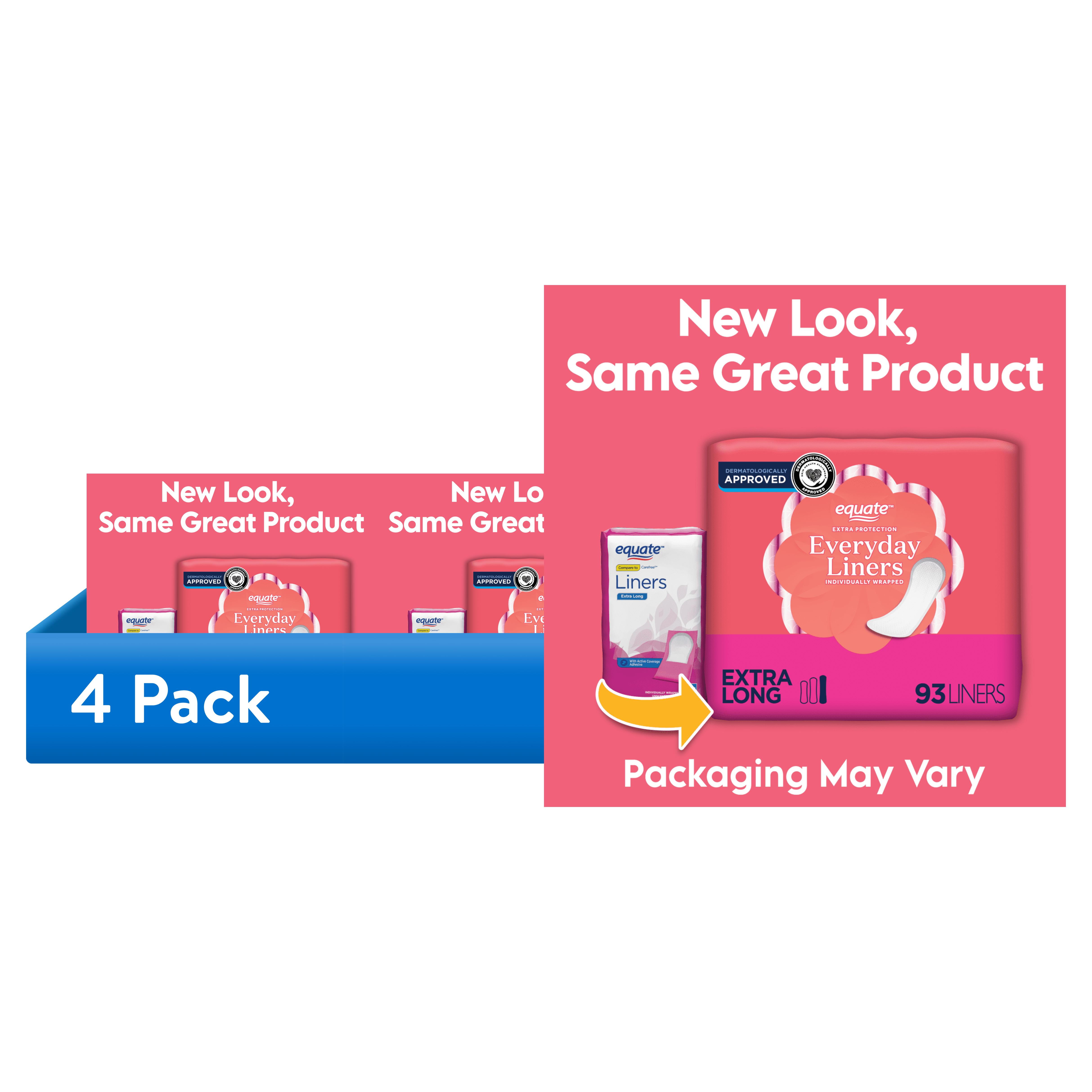 (4 pack) Equate Extra Protection Everyday Liners, Light Absorbency ...