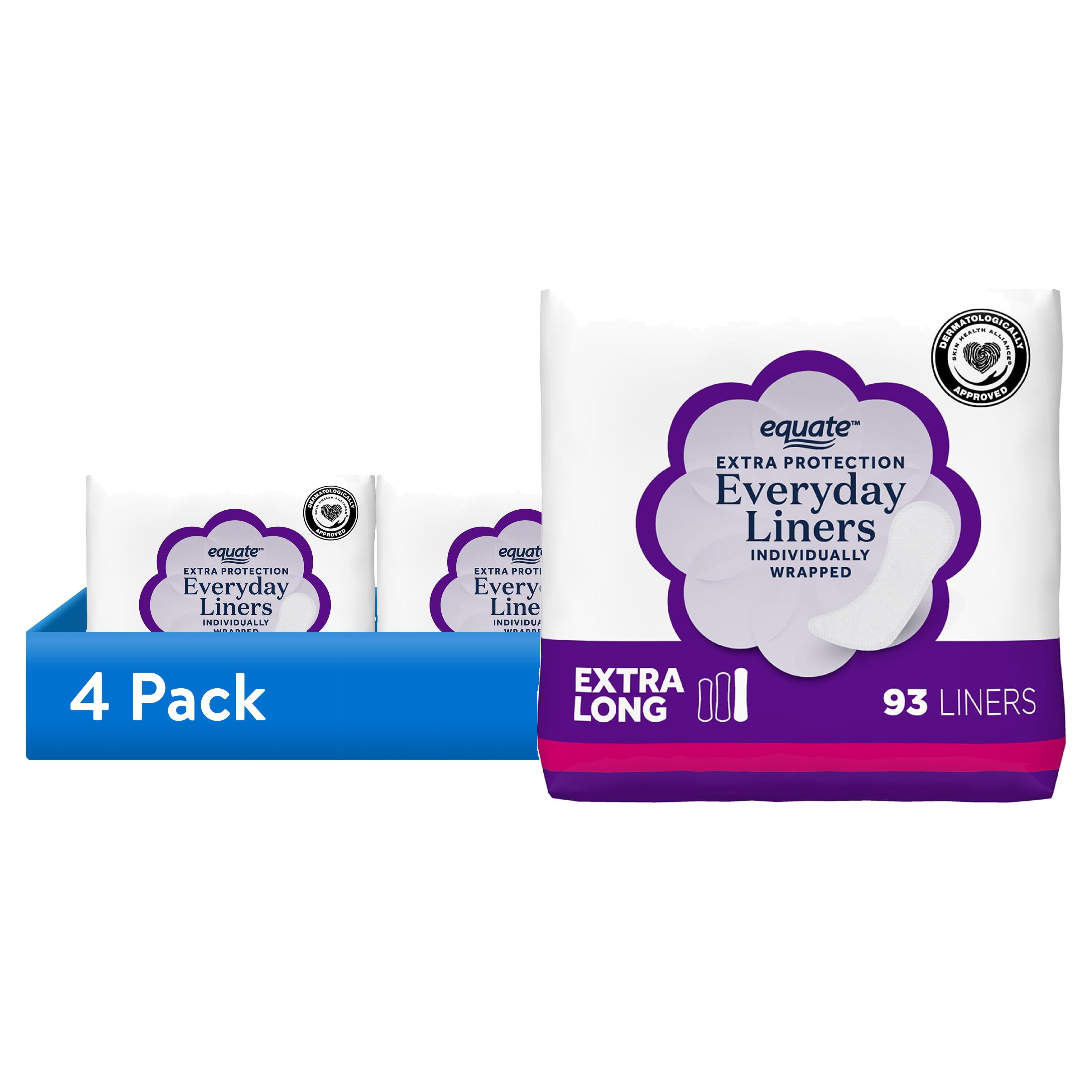 (4 pack) Equate Everyday Extra Protection Liners, Extra Long, Unscented ...