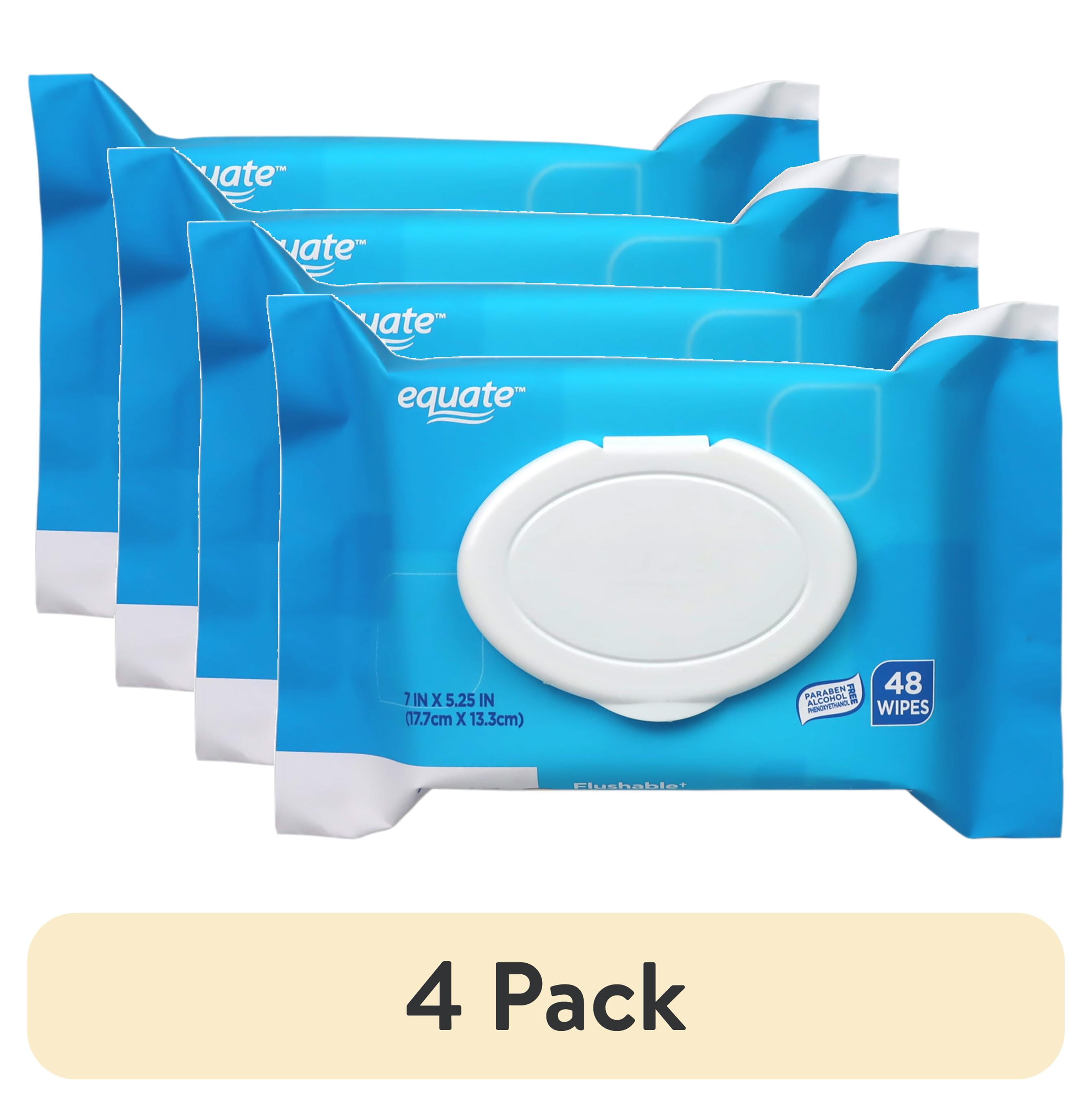 (4 pack) Equate Flushable Wet Wipes, Fresh Scent, 48 Wipes - Walmart ...