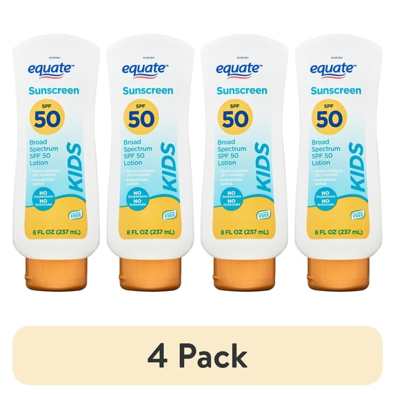 (4 pack) Equate Kids Broad Spectrum Sunscreen Lotion, SPF 50, 8 fl oz ...