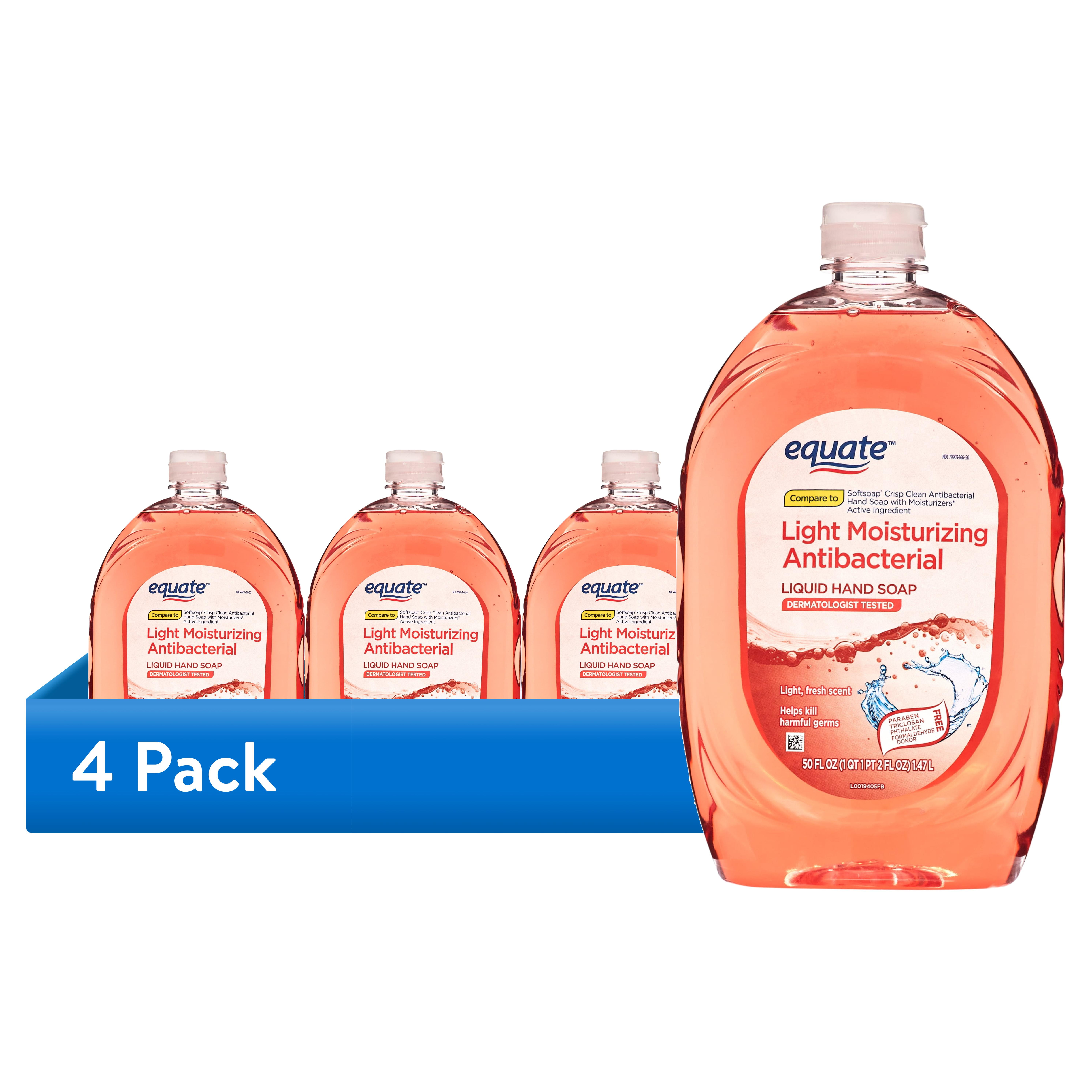 (4 pack) Equate Light Moisturizing Antibacterial Liquid Hand Soap, 50 ...