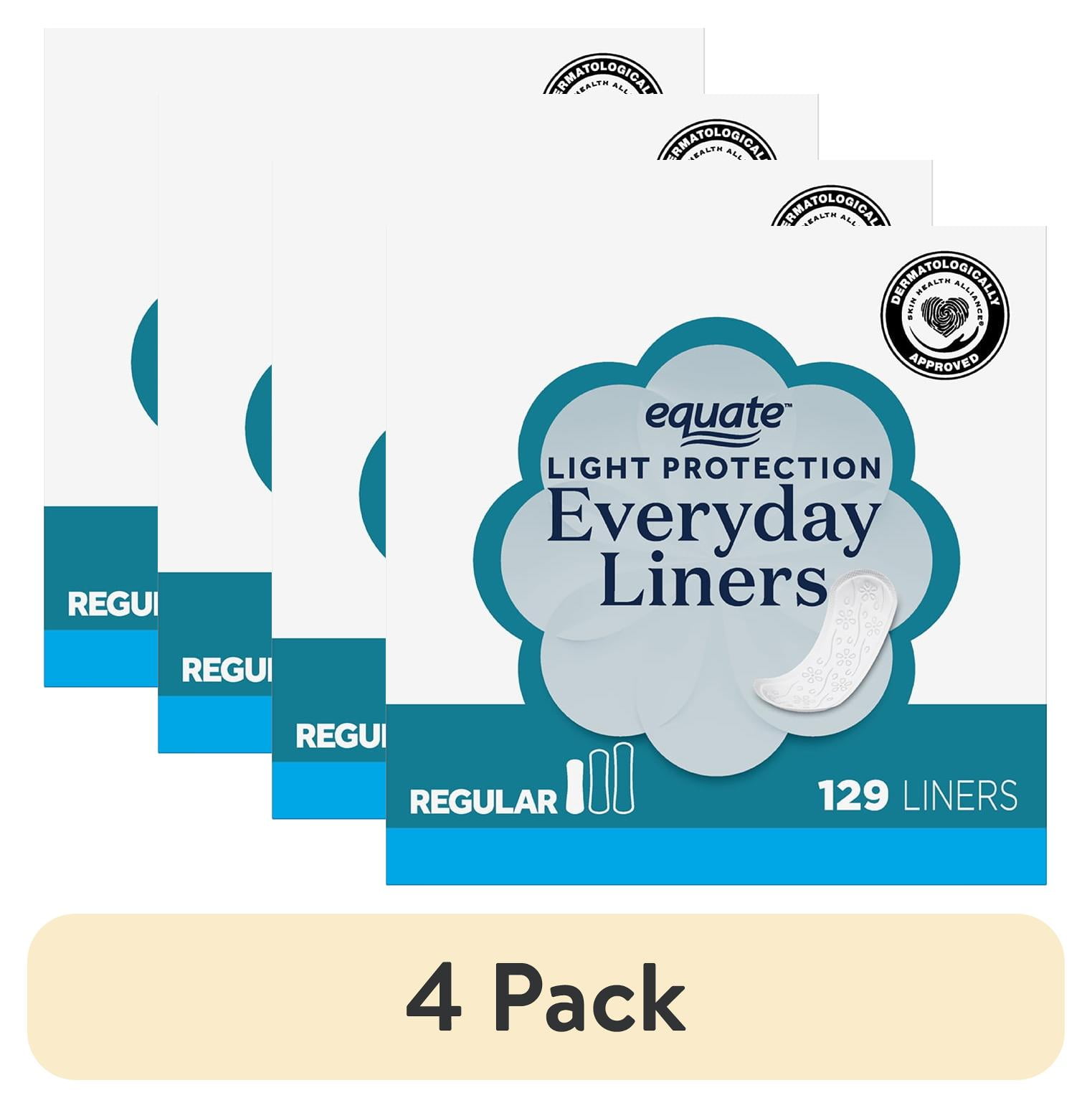 (4 pack) Equate Light Protection Everyday Liners, Size Regular (129 ...