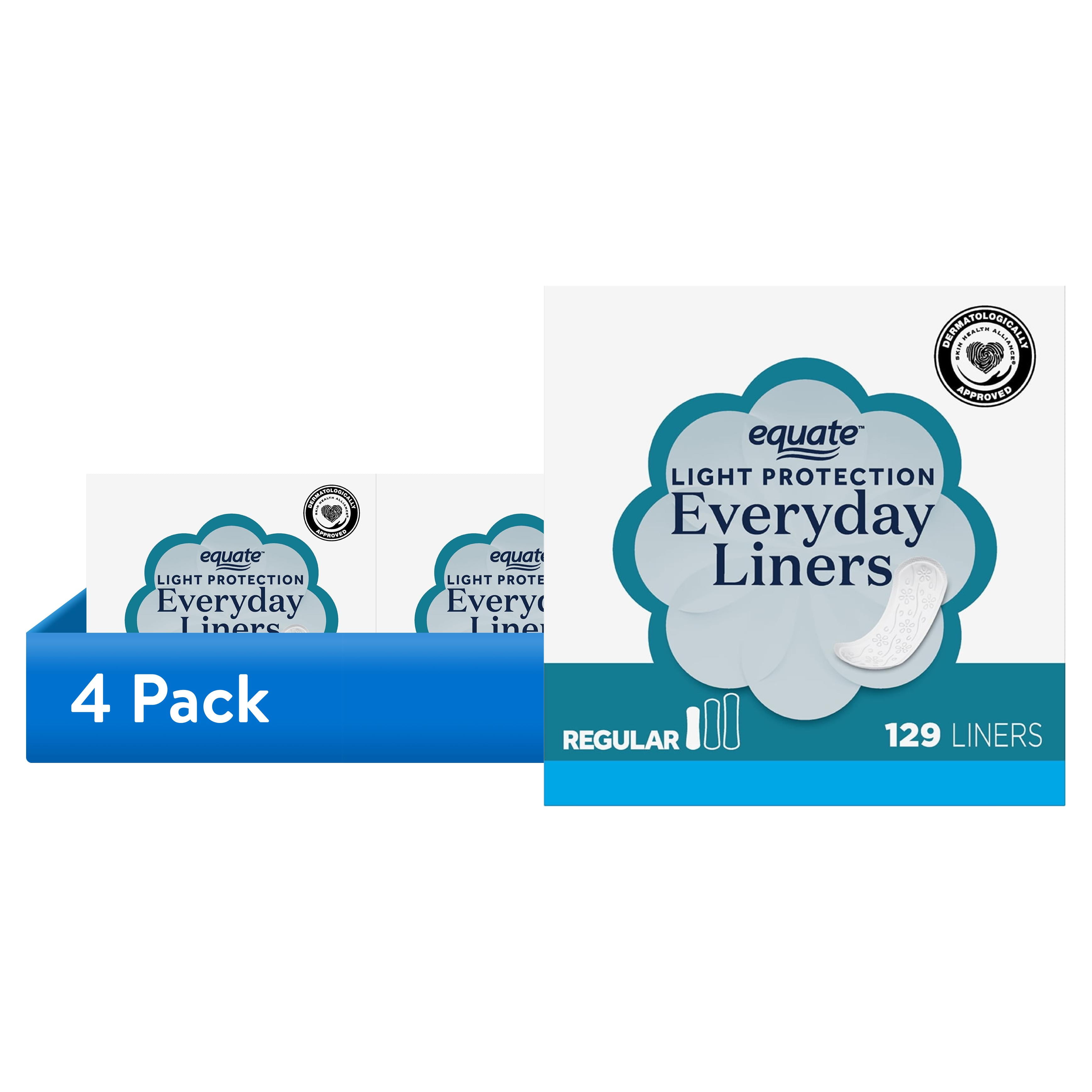 (4 pack) Equate Light Protection Everyday Liners, Size Regular (129 ...