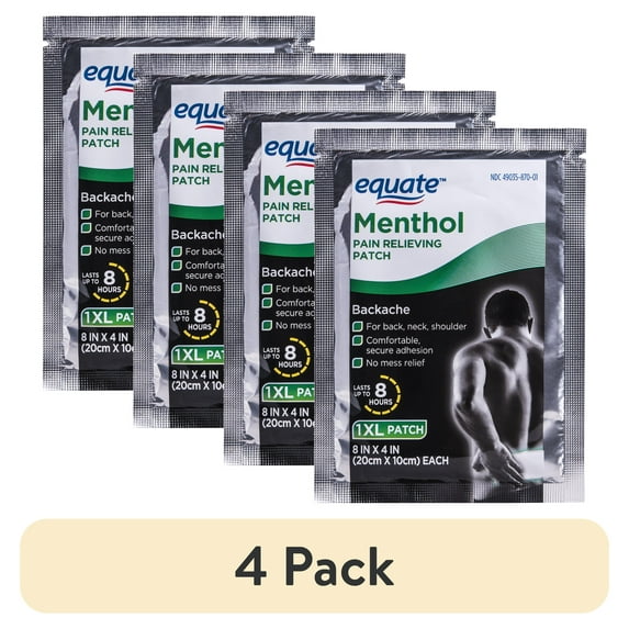 (4 pack) Equate Menthol Pain Relieving Patch, XL - Walmart.com