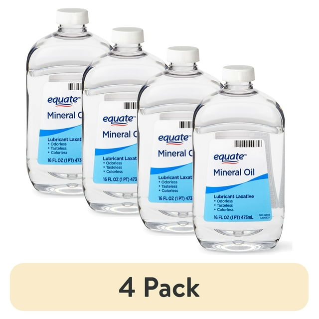 (4 pack) Equate Mineral Oil Lubricant Laxative Liquid for Constipation, 16 fl oz (474mL ...