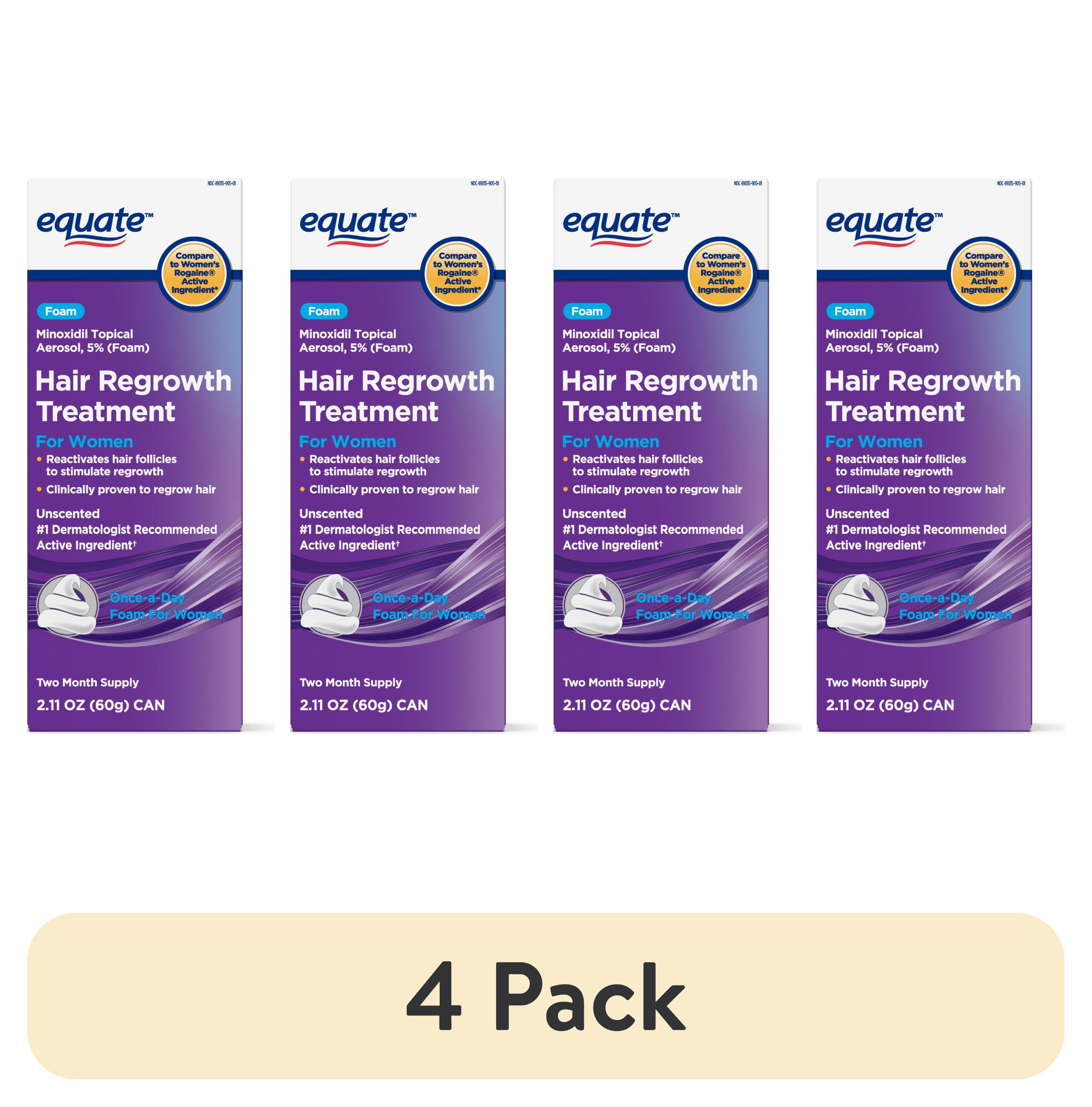 (4 pack) Equate Women's 5% Minoxidil Topical Aerosol Foam for Hair ...