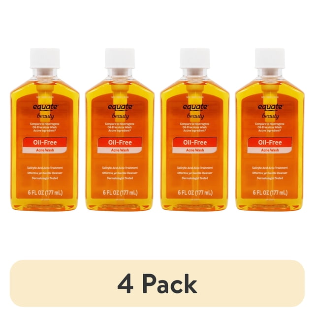 (4 pack) Equate Oil Free Acne Wash with 2% Salicylic Acid, 6 fl oz ...