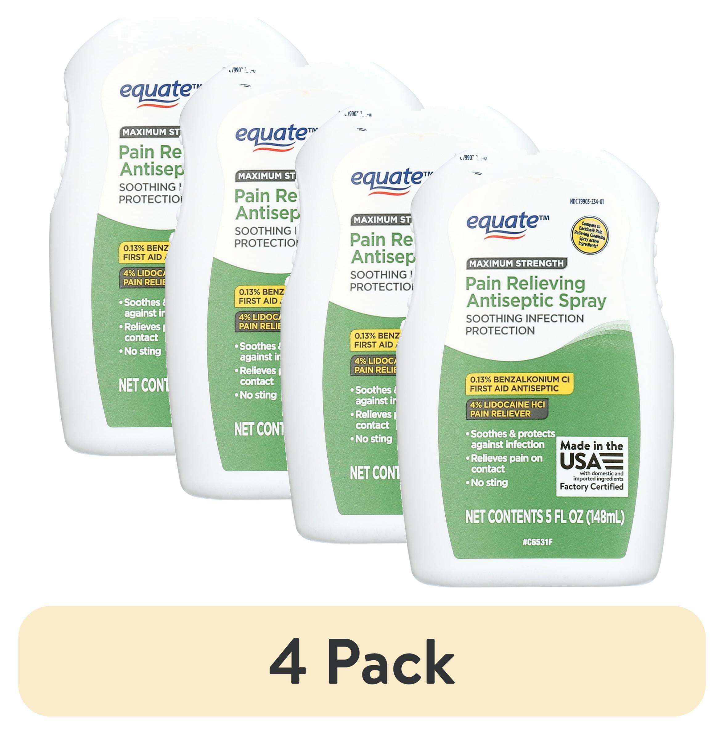(4 pack) Equate Maximum Strength Pain Relieving Antiseptic Spray ...