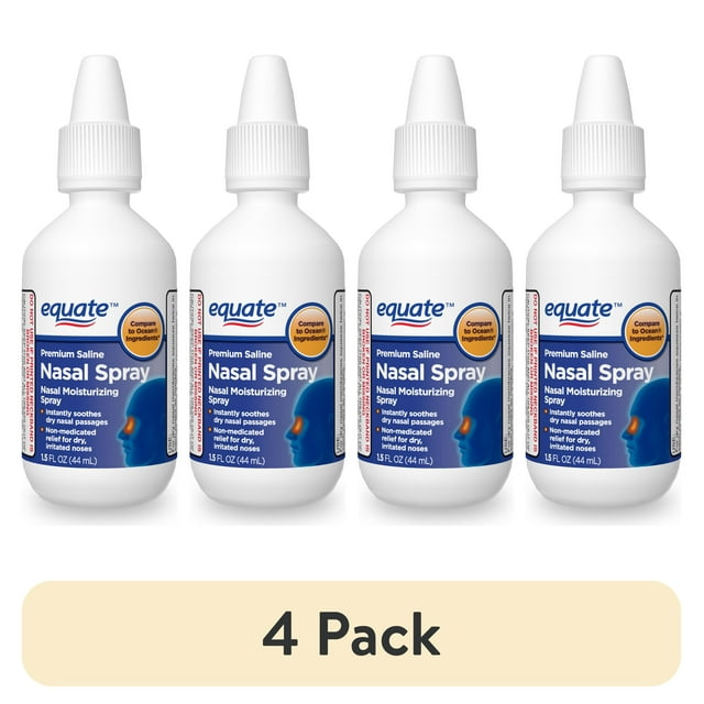 (4 pack) Equate Premium Saline Nasal Moisturizing Spray, 1.5 fl oz ...