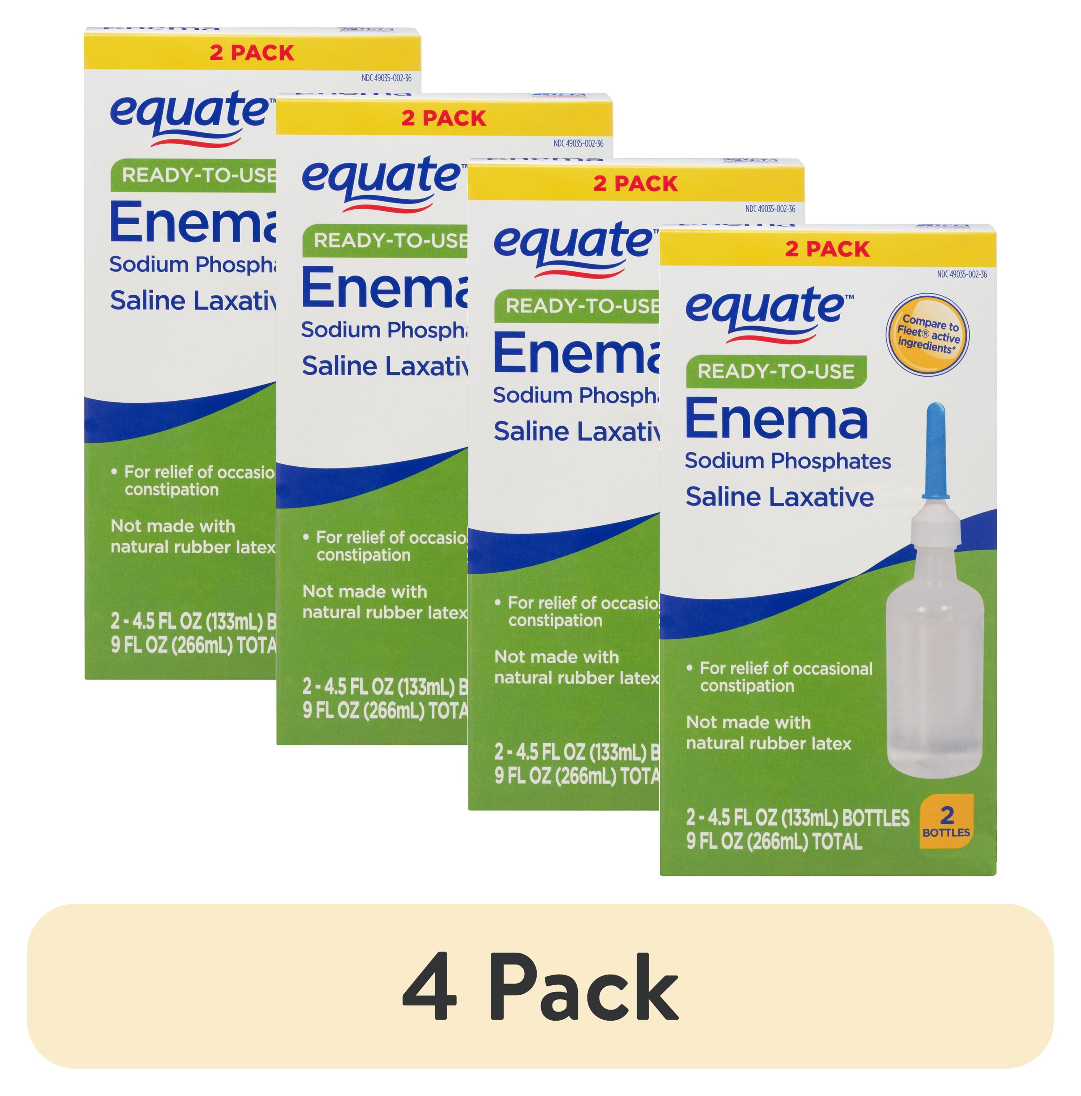 (4 pack) Equate Ready-to-Use Enema Sodium Phosphates Saline Laxative, 9 ...