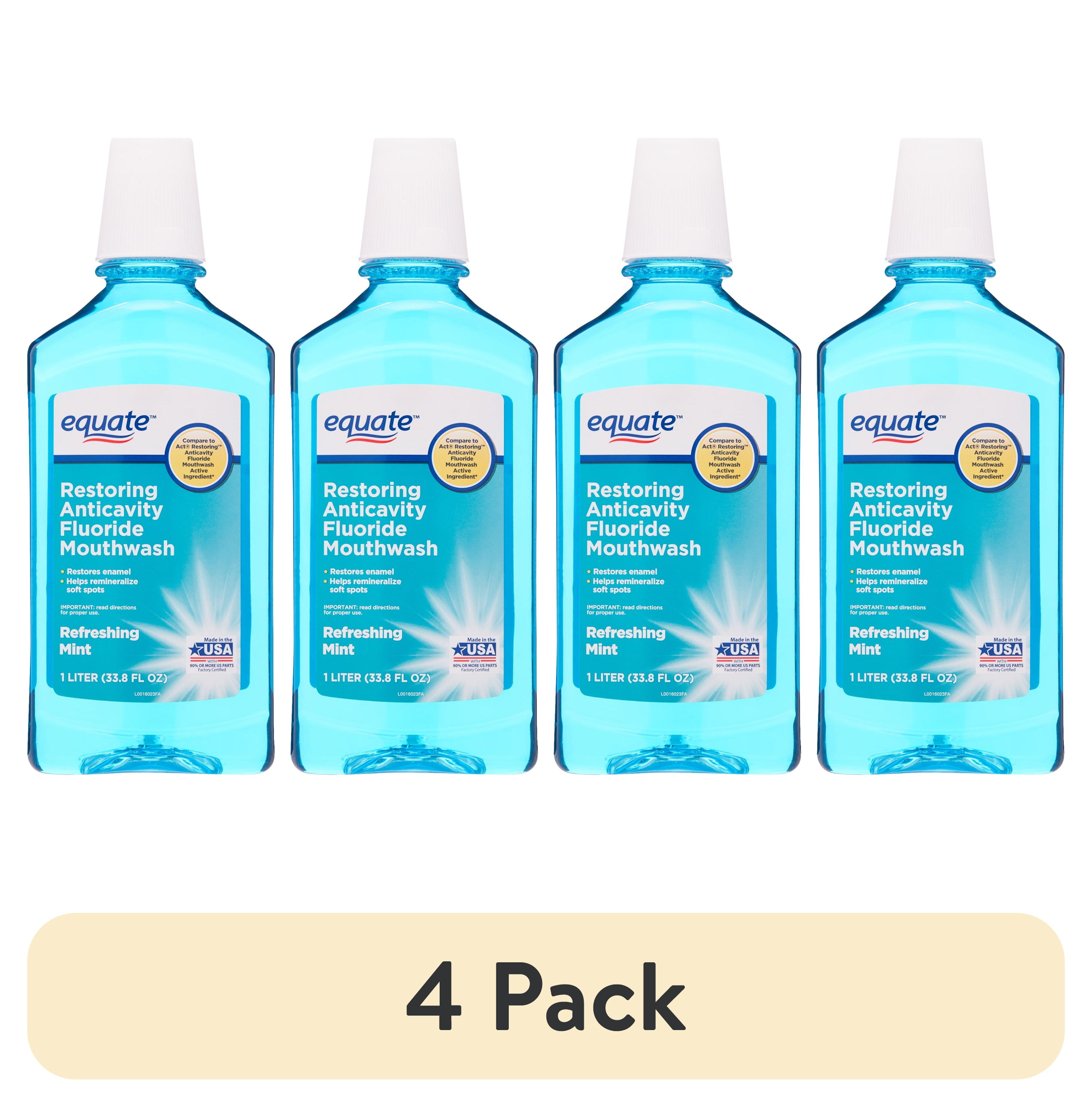 (4 pack) Equate Restoring Anticavity Fluoride Mouthwash, Refreshing ...
