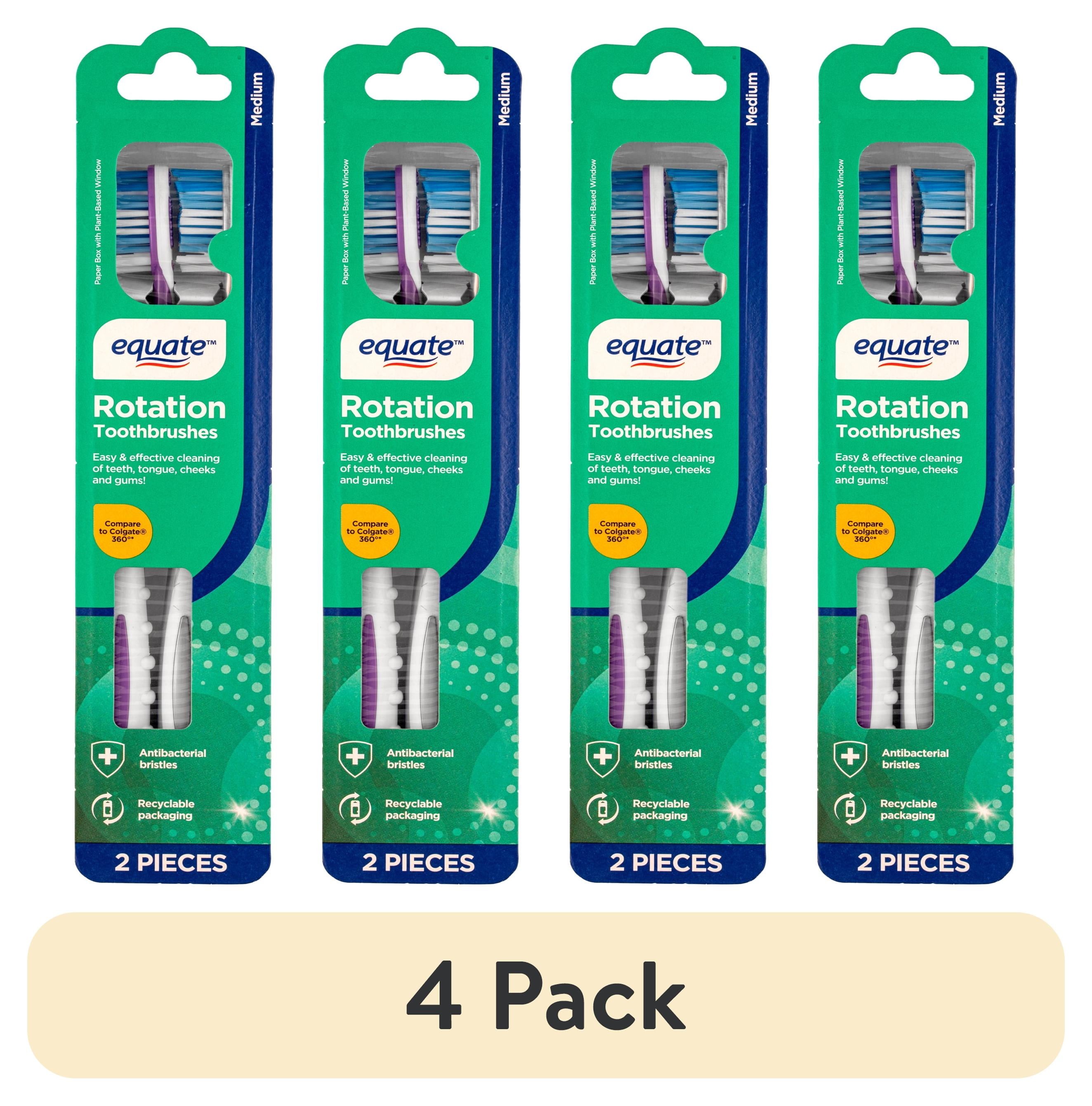 (4 pack) Equate Rotation Manual Toothbrush with Tongue & Cheek Cleaner ...
