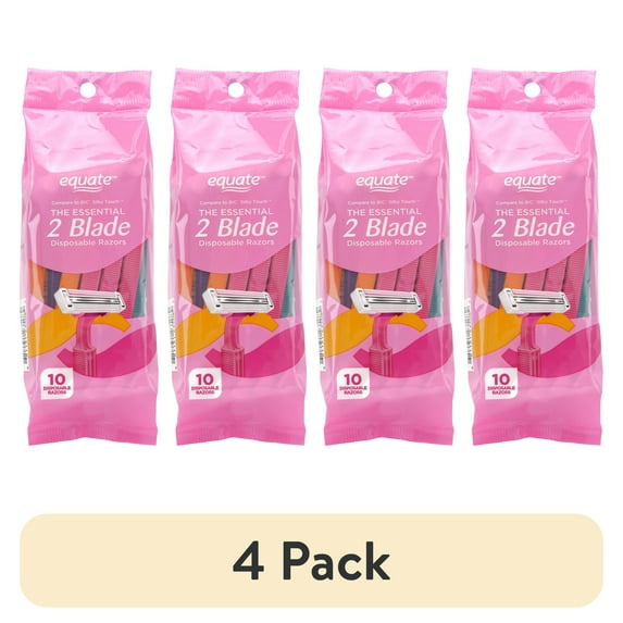 (4 pack) Equate Women's 2 Blade Disposable Razors, Color May Vary (10 ...