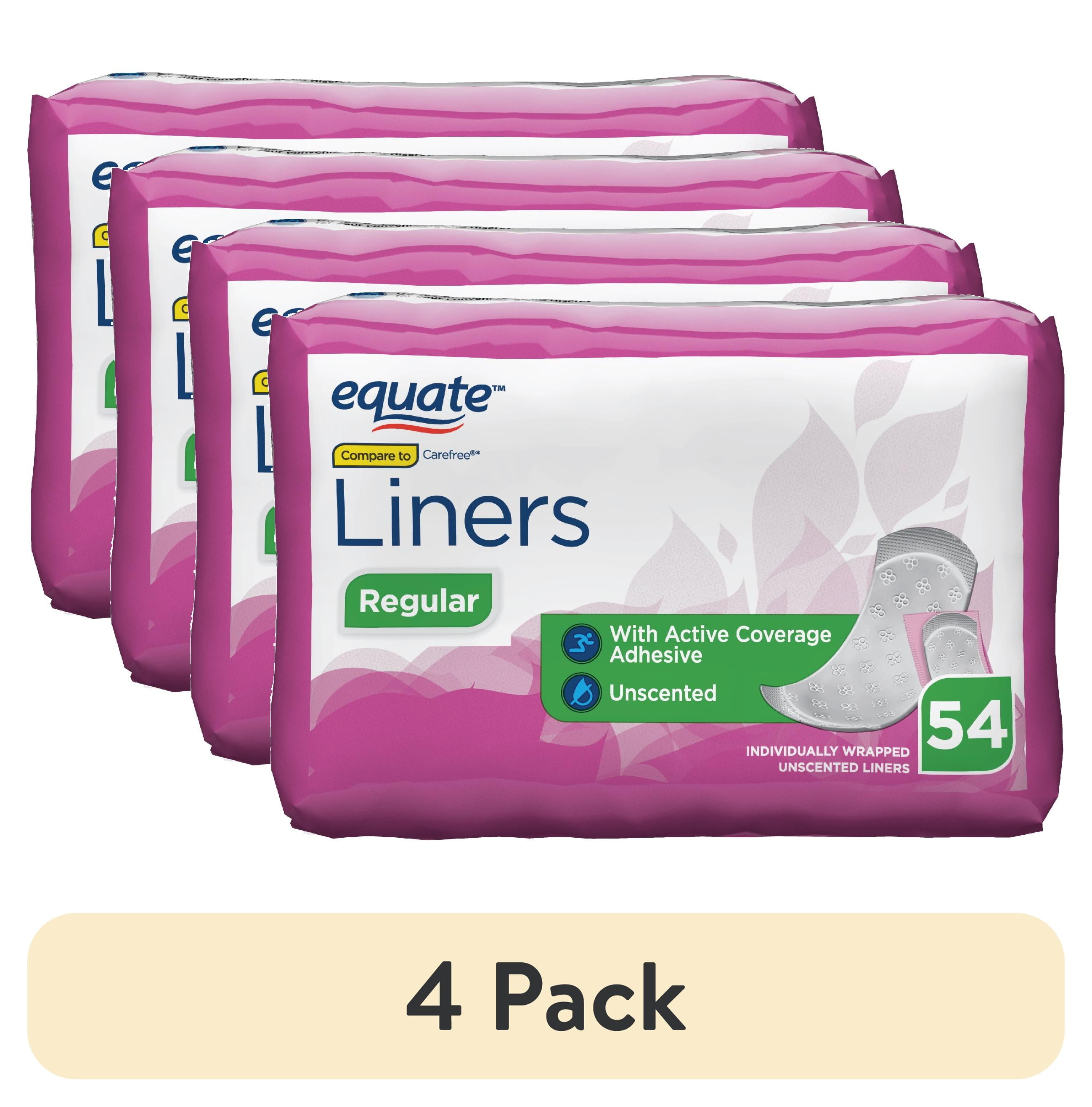 (4 pack) Equate Individually Wrapped Thin Liners, Size Regular (54 Count) - Walmart.com