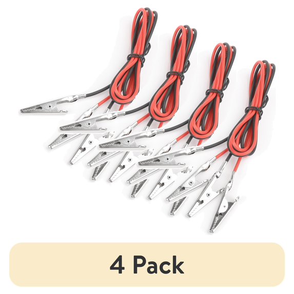 (4 pack) Ever Start, 30-Inch Test Lead Black & Red, 4 Alligator Clips ...