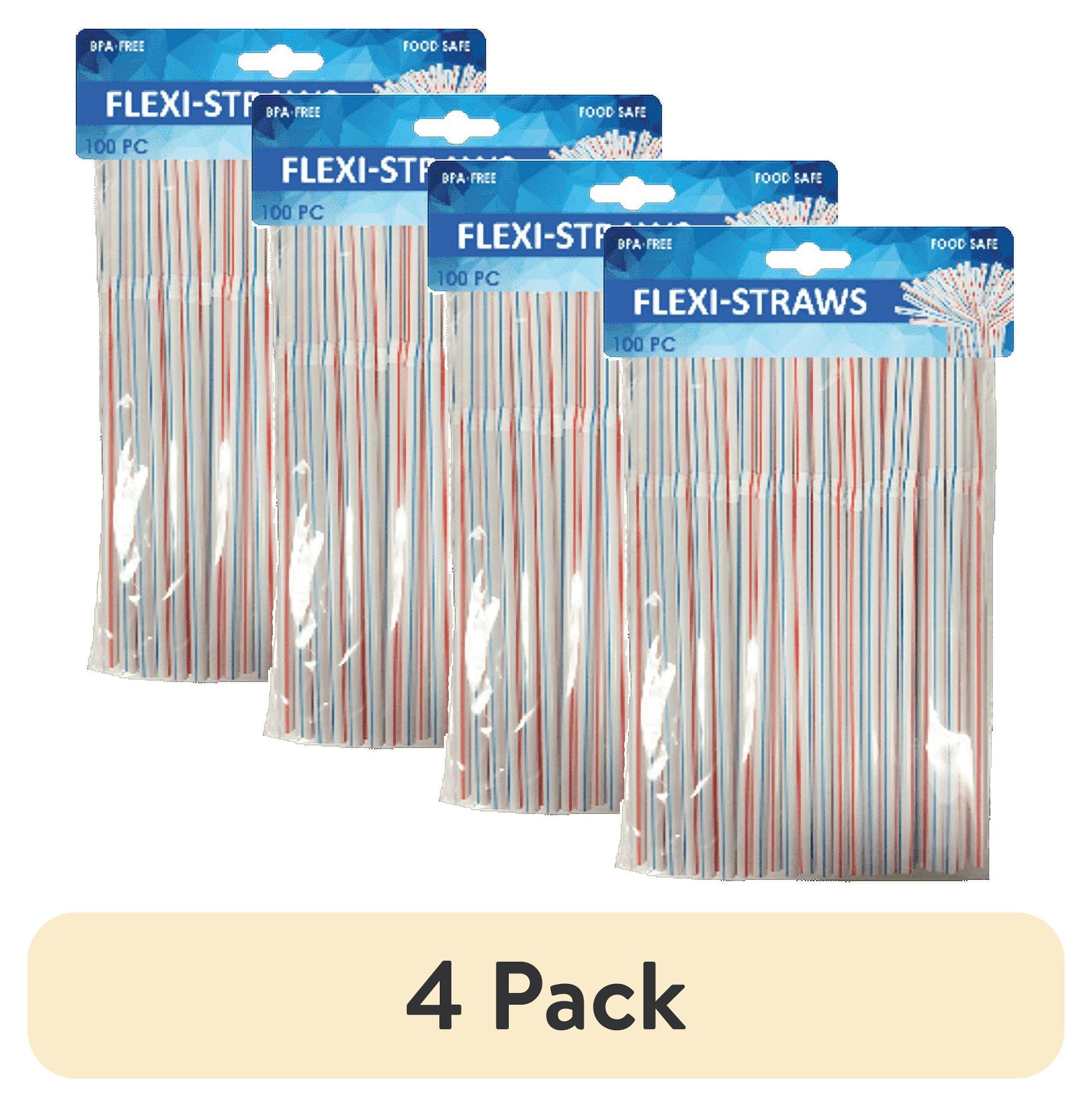 (4 pack) Evri Flexi Straws Red and Blue 100PK - Walmart.com