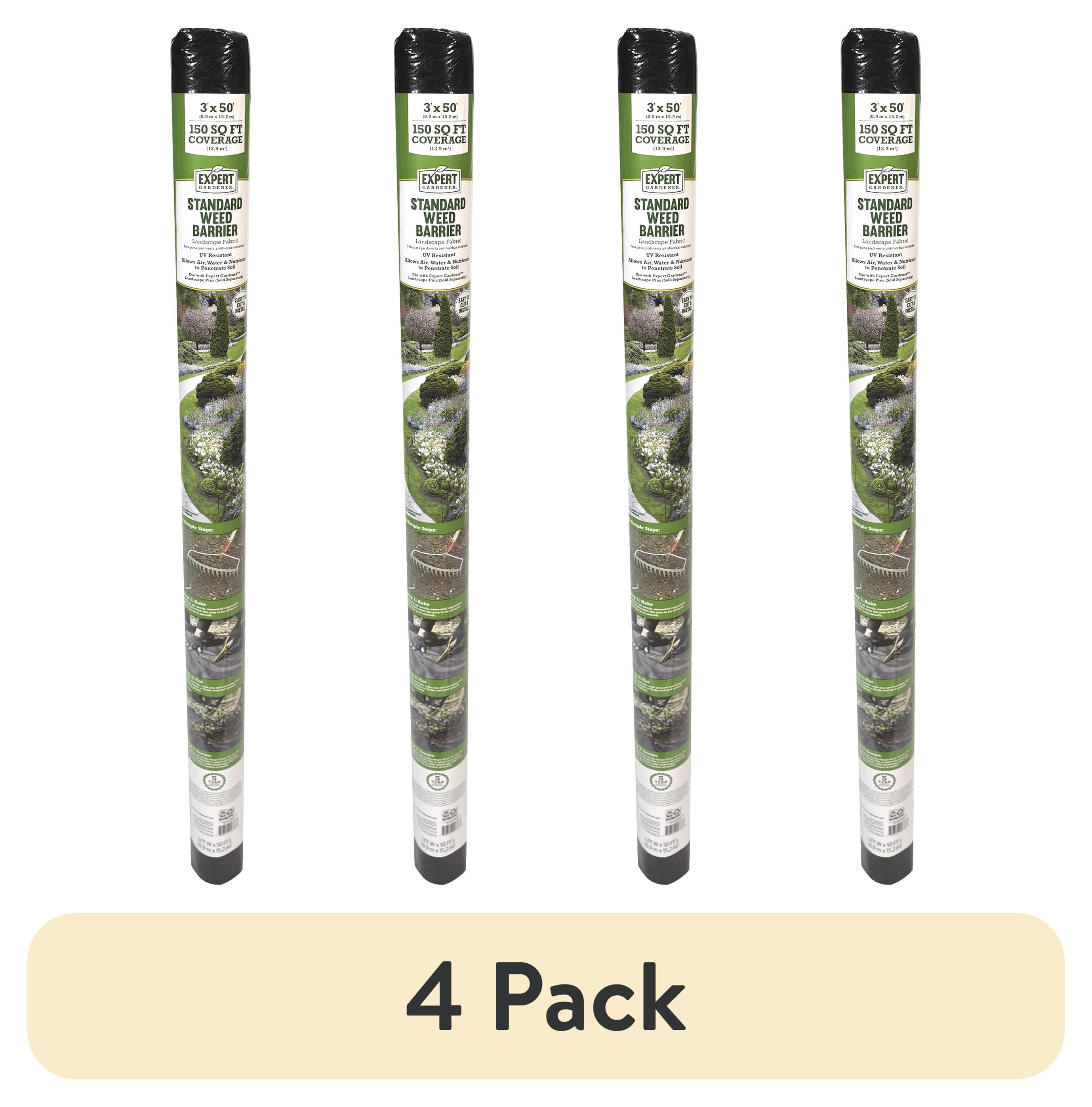 (4 pack) Expert Gardener 3' x 50' Black Weed Barrier Fabric with UV ...