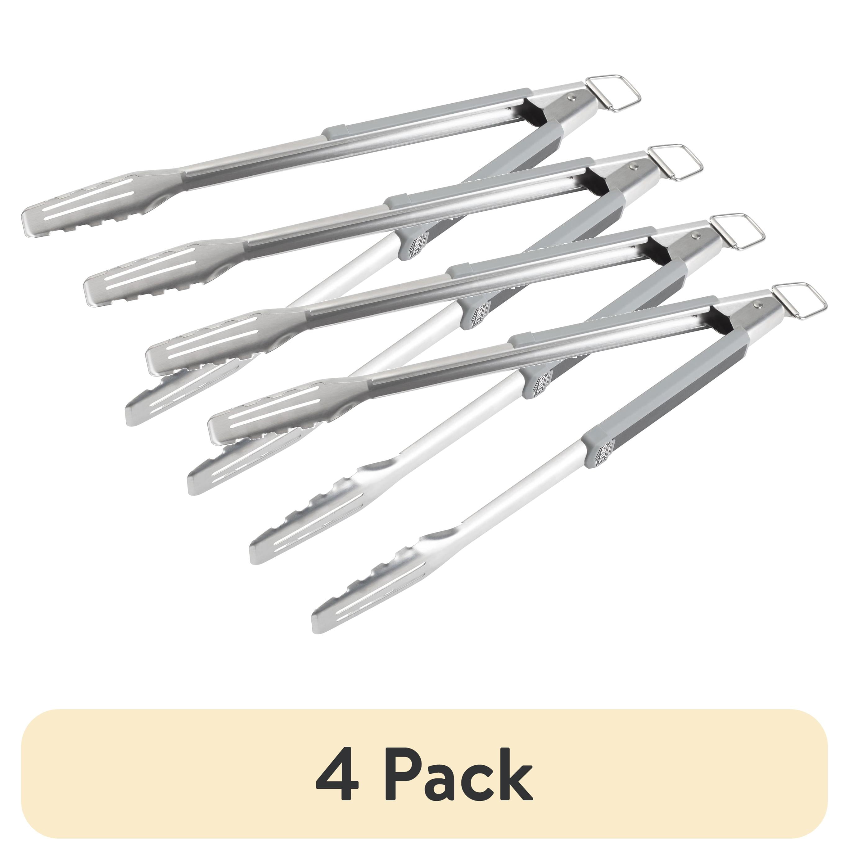 (4 pack) Expert Grill Stainless Steel Grill Tongs, Black & Gray ...