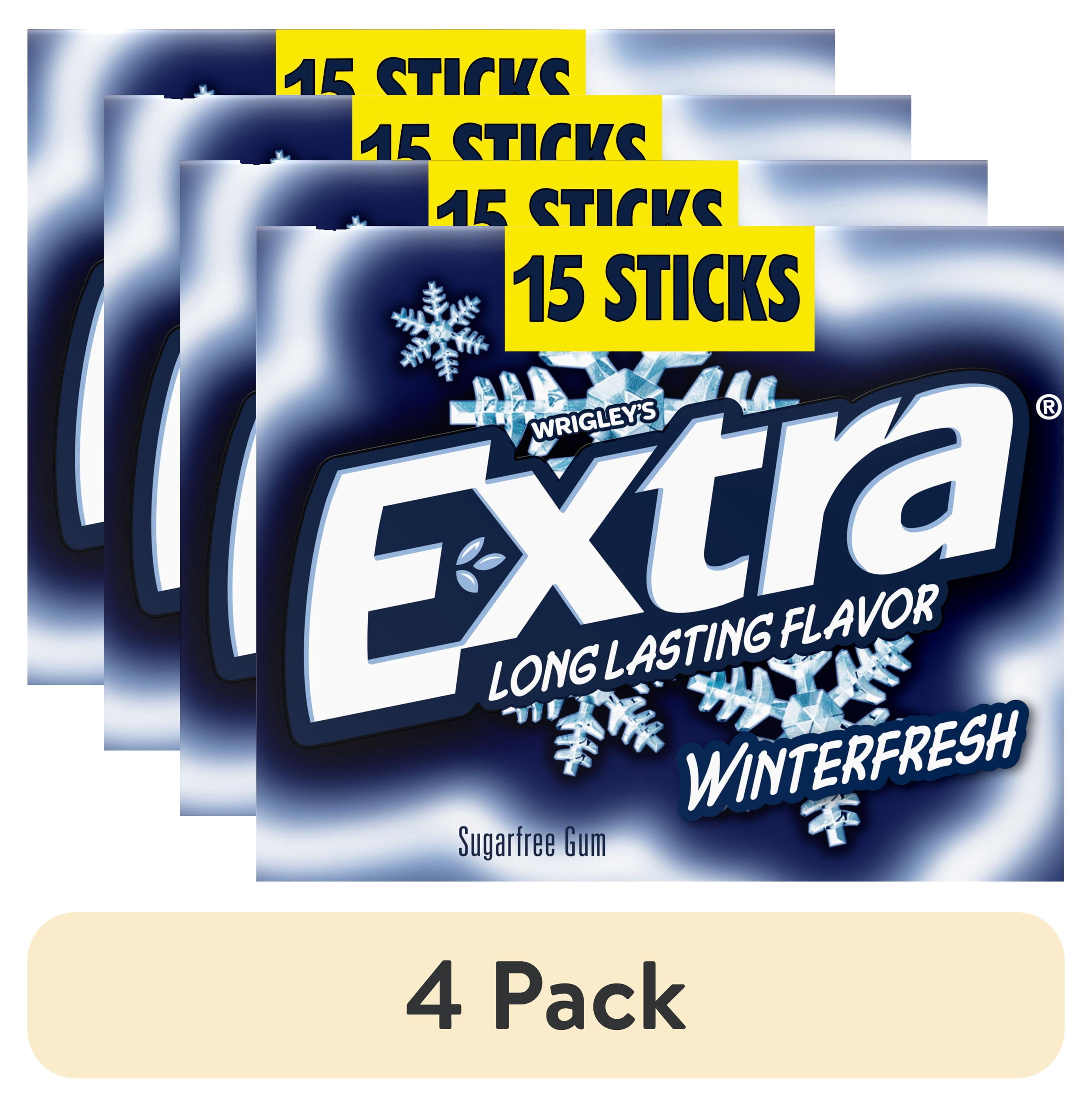 (4 pack) Extra Gum Winterfresh Sugar Free Chewing Gum, Single Pack - 15 ...